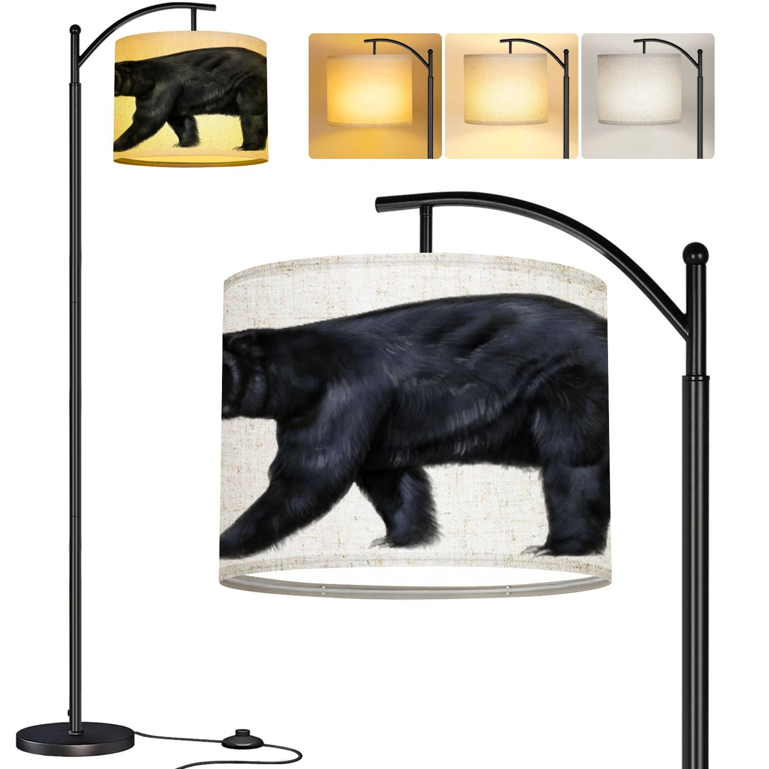 Arc Floor Lamp Creative representation Black Bear watercolor painting ...