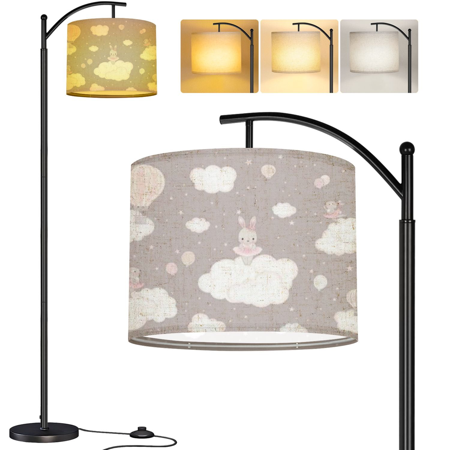 Arc Floor Lamp Cute Bunnies clouds mural stars children hand drawn ...