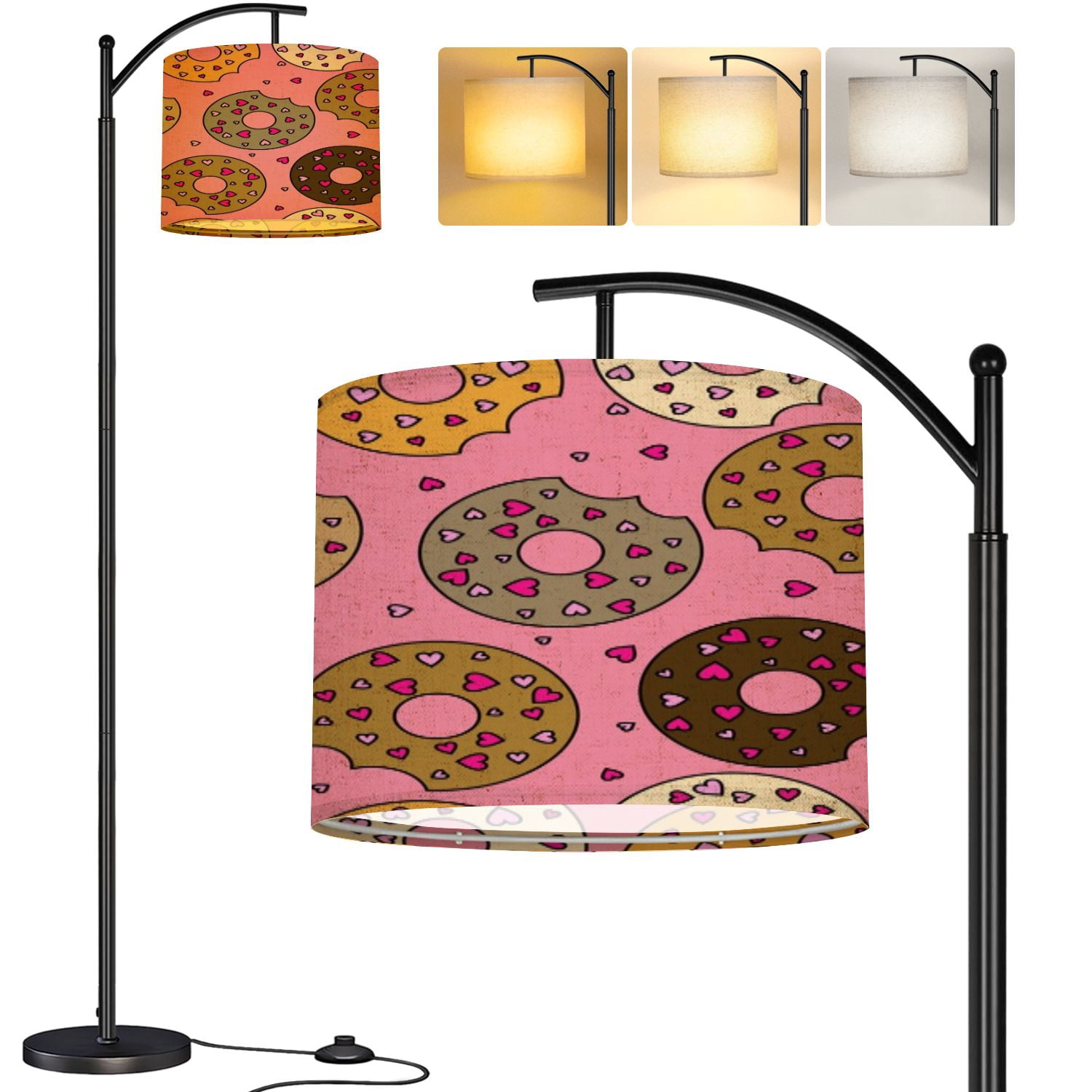 Arc Floor Lamp Cute Cartoon Donuts Kids Pattern Seamless Tall Modern ...
