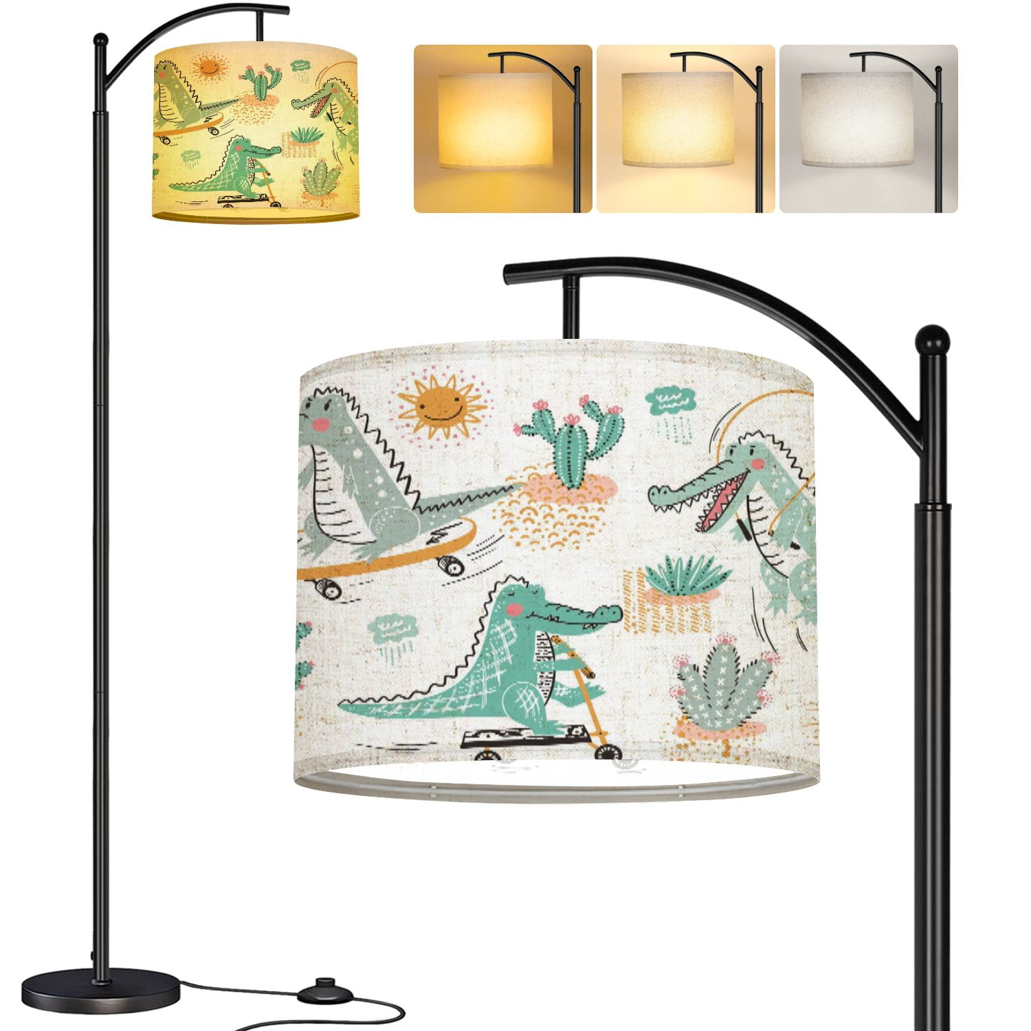 Arc Floor Lamp Cute Crocodile set Alligators cactuses rain clouds sun ...