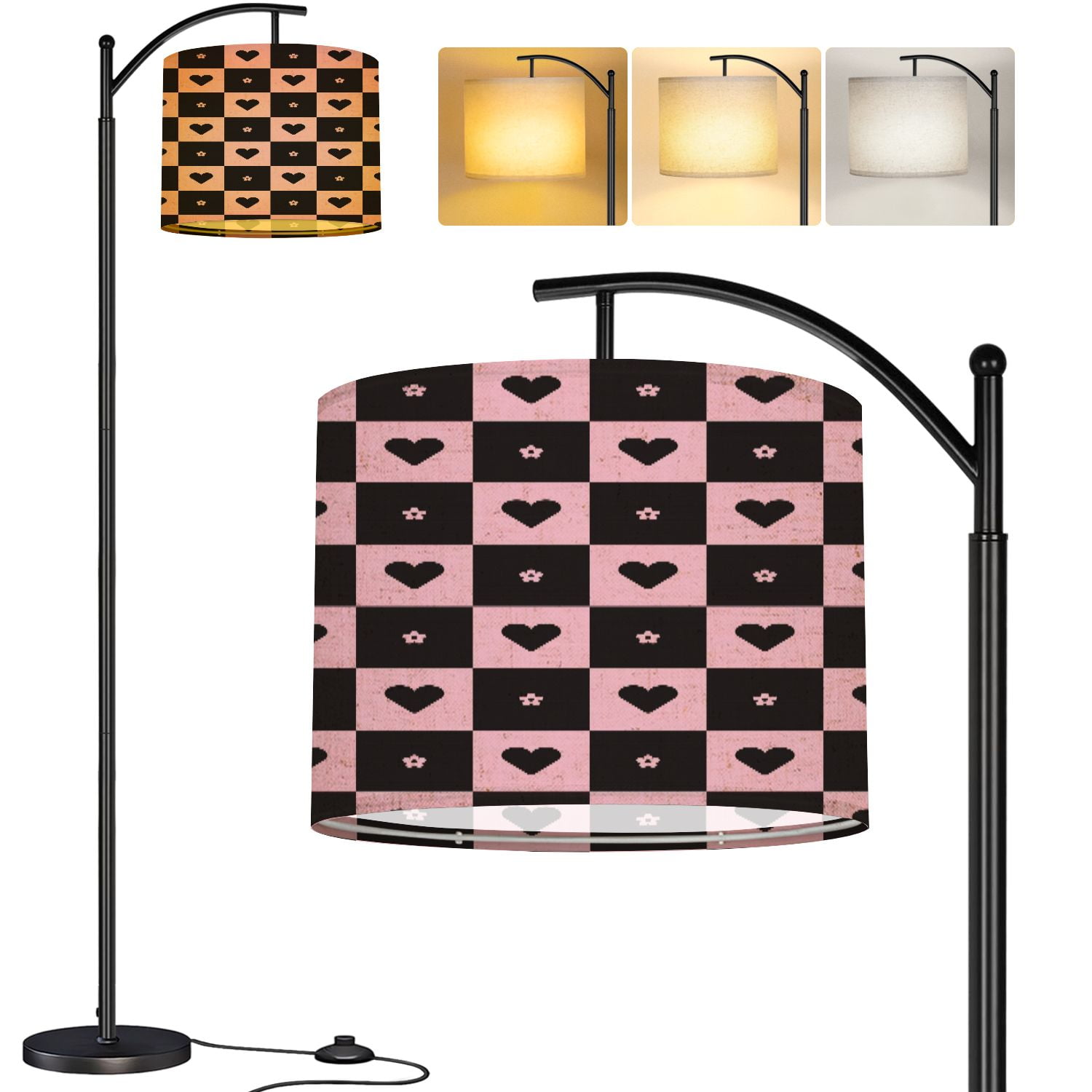 Arc Floor Lamp Cute Heart Flower Check Checked Checkered Gingham ...