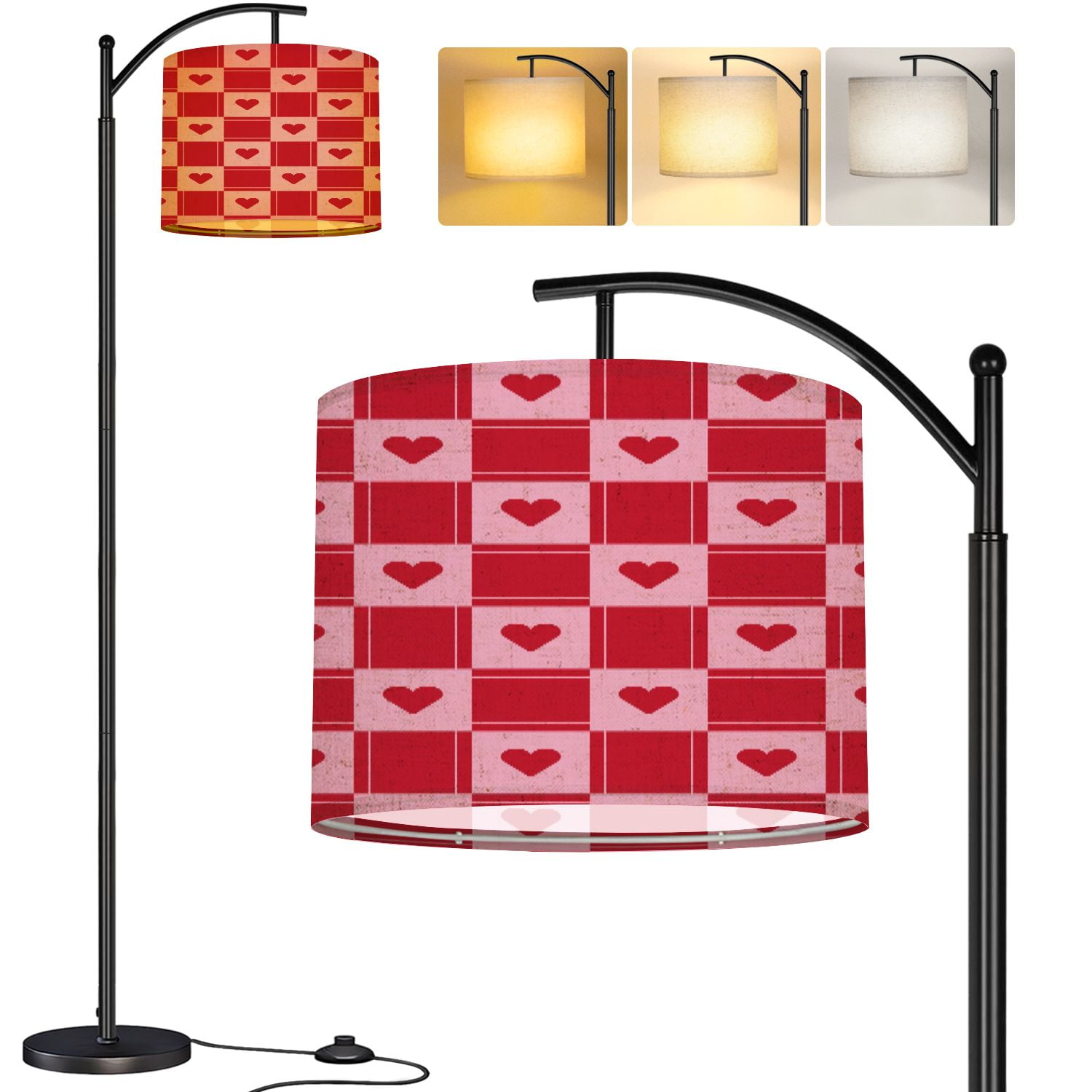 Arc Floor Lamp Cute Heart Red Pink Check Checked Checkered Gingham ...