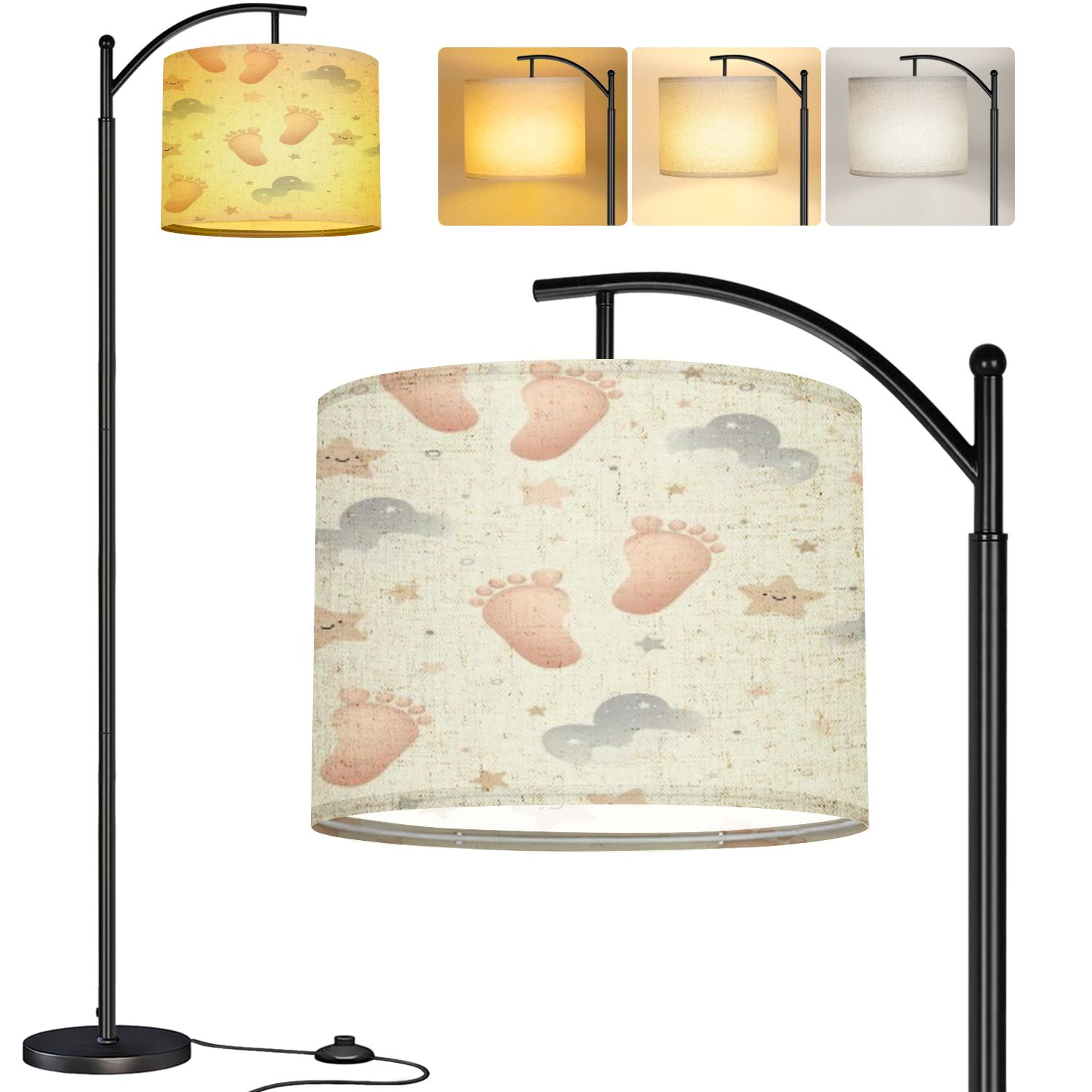 Arc Floor Lamp Cute baby footprints seamless Hand drawn boho nursery ...