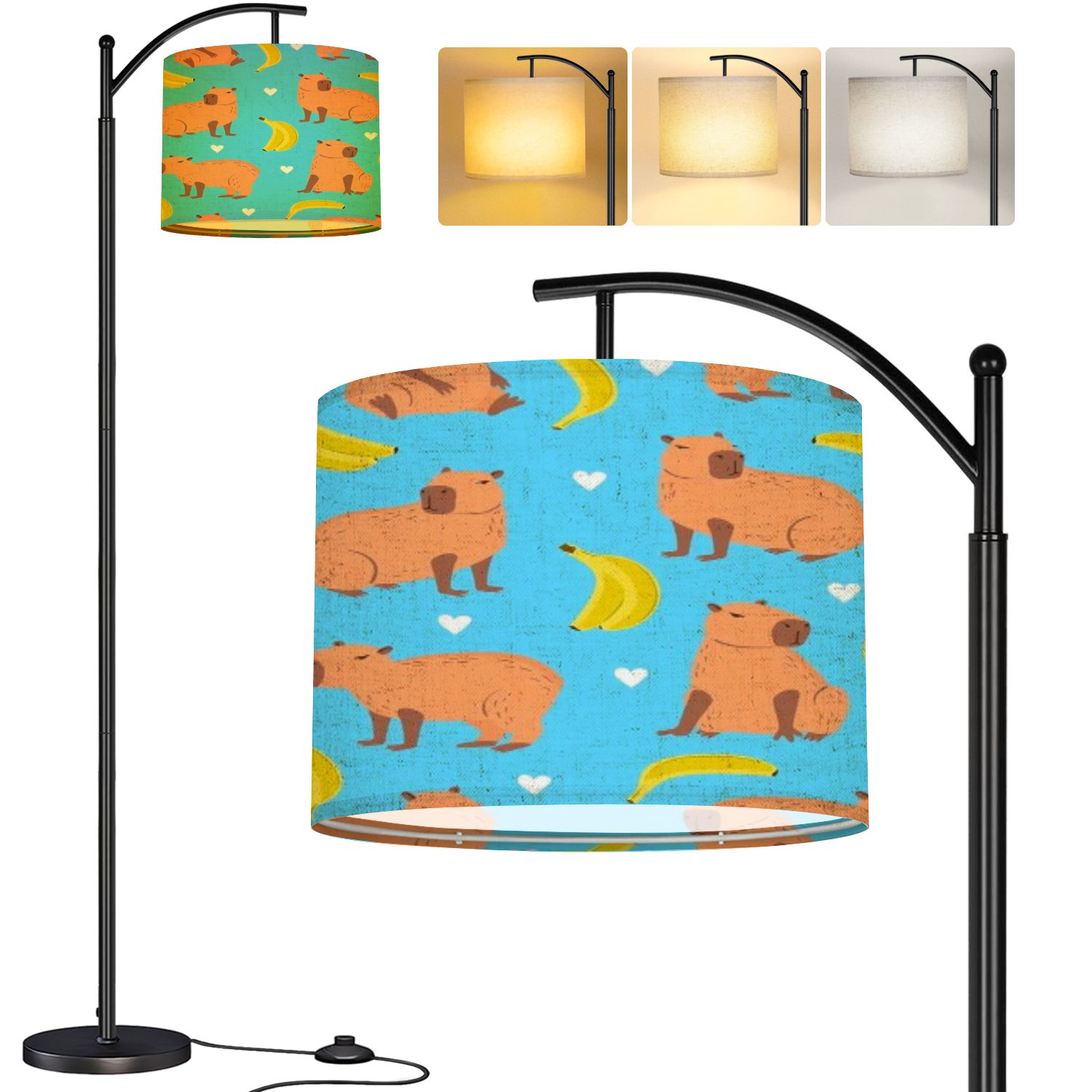 Arc Floor Lamp Cute capybaras bananas seamless pattern cartoon Tall ...