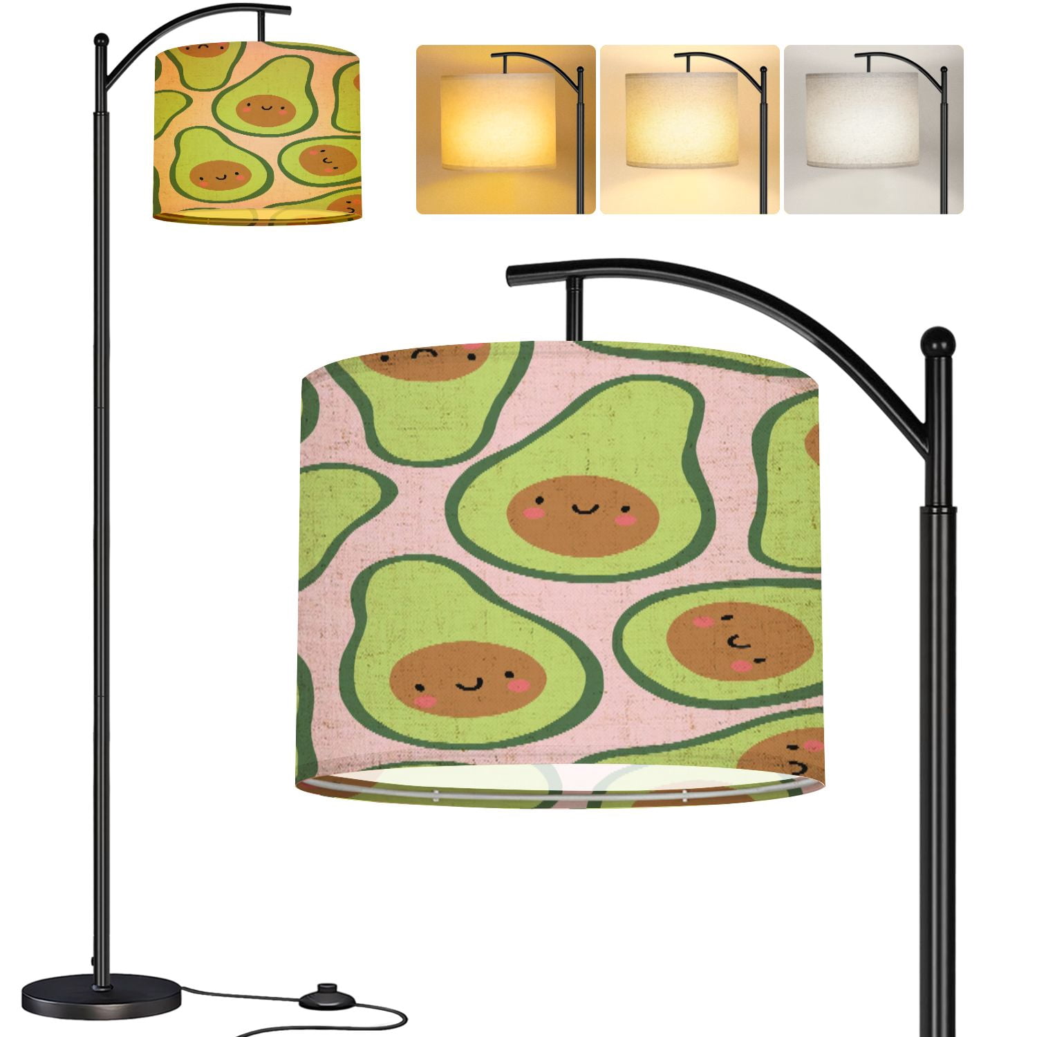 Arc Floor Lamp Cute cartoon avocado Seamless pattern cute avocado Tall ...