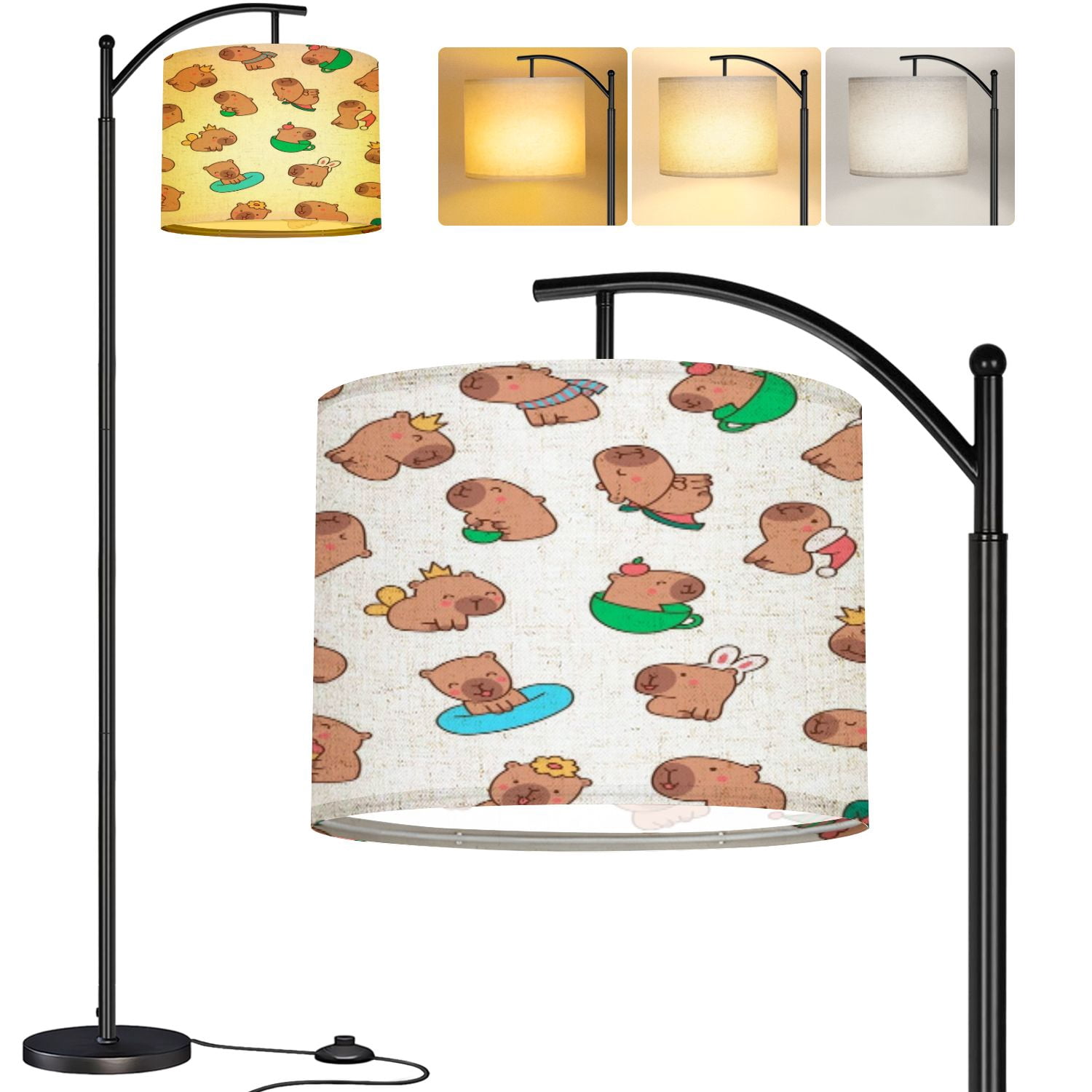 Arc Floor Lamp Cute cartoon kawaii capybara Seamless pattern Animal ...