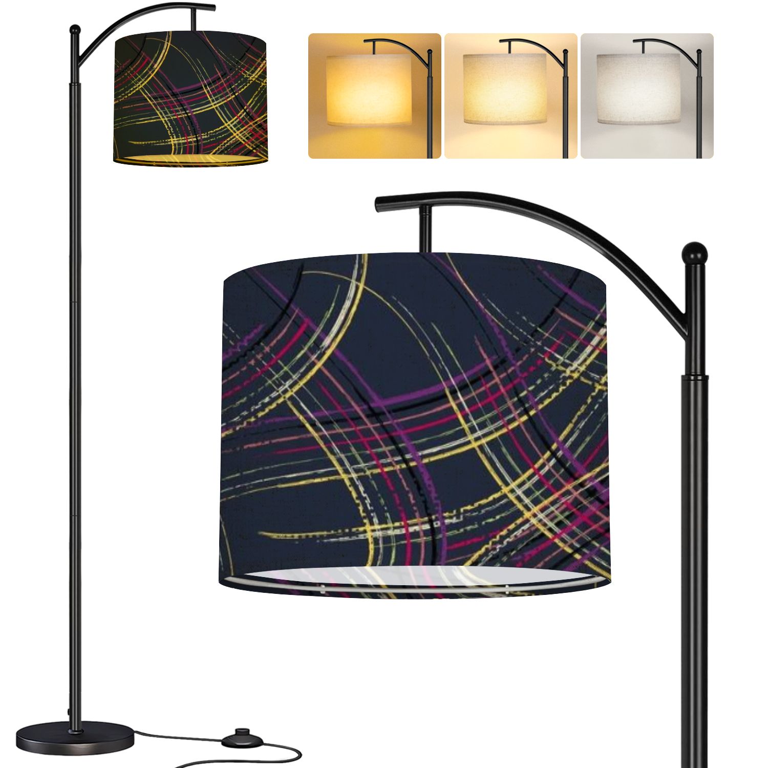 Arc Floor Lamp Cute colorful hand drawn summer plaid check seamless ...