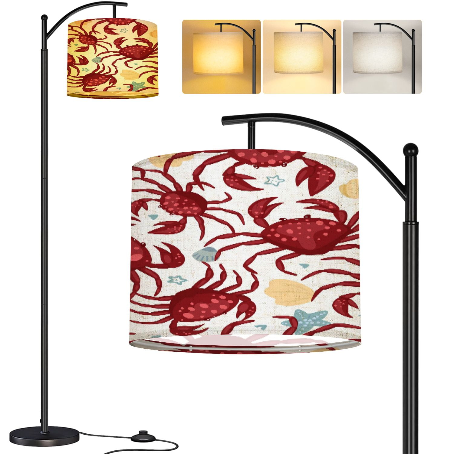 Arc Floor Lamp Cute crabs seashells starfish Abstract seamless pattern ...