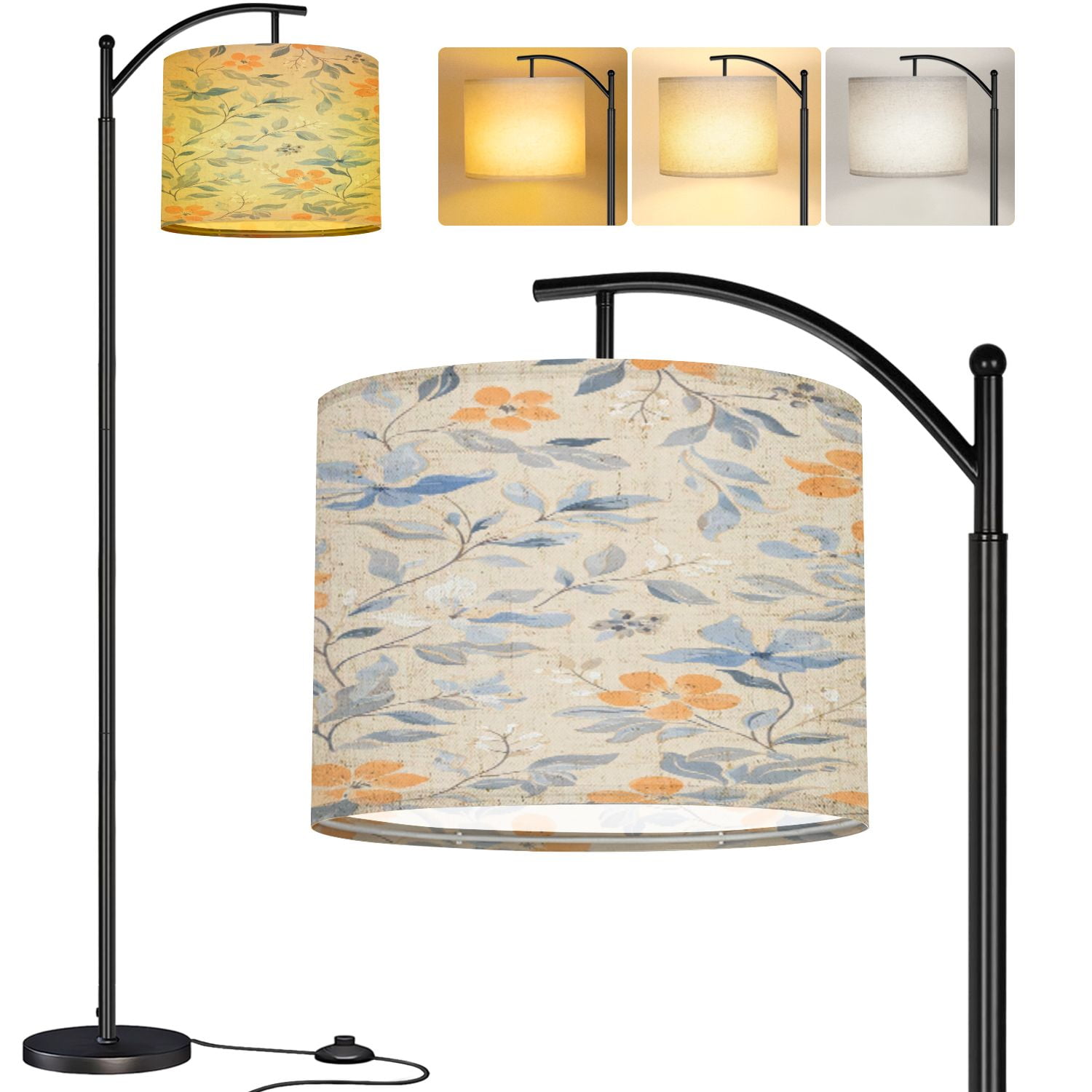 Arc Floor Lamp Cute feminine watercolor Tall Modern Standing Lamp LED ...