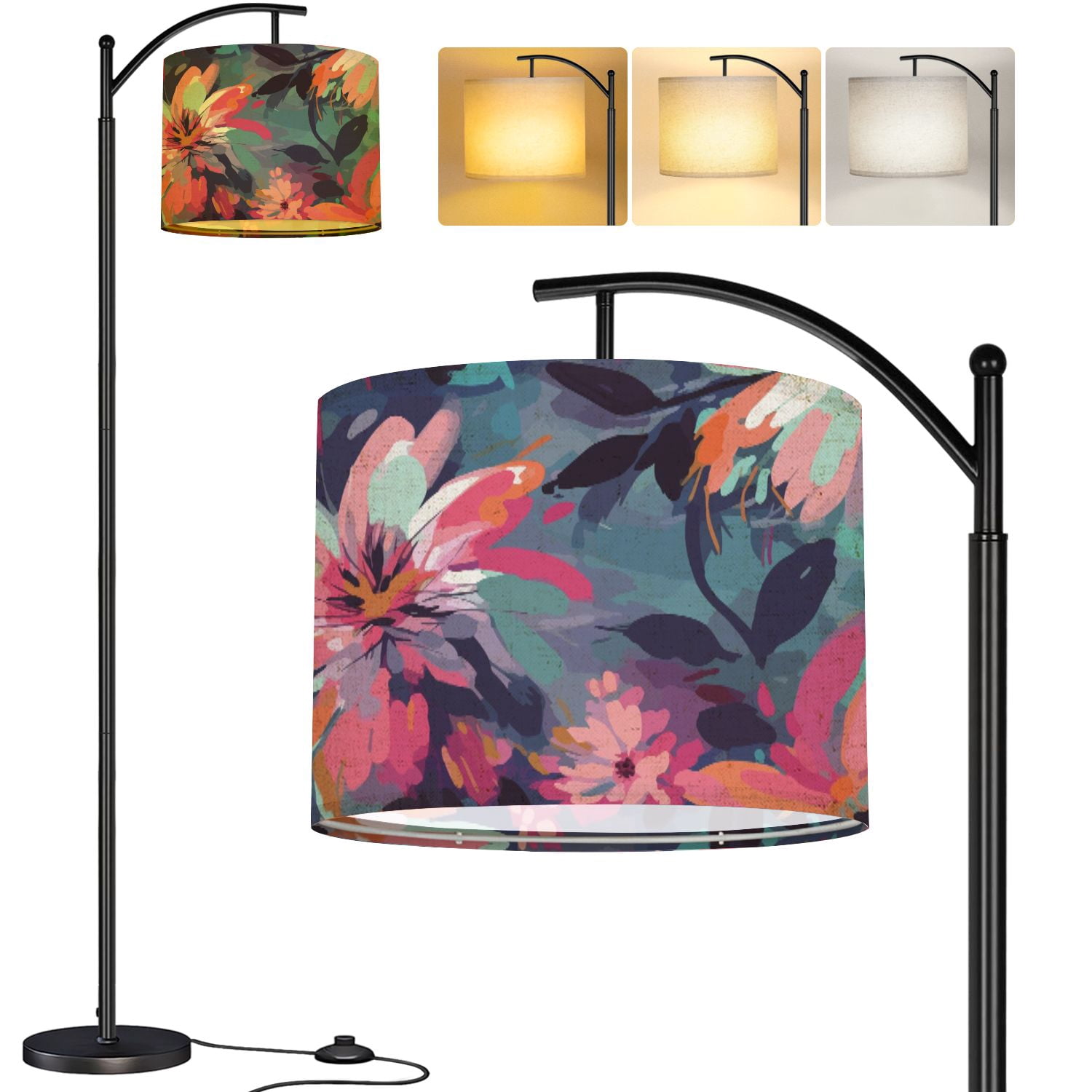 Arc Floor Lamp Cute hand drawn abstract flowers print Modern cartoon ...