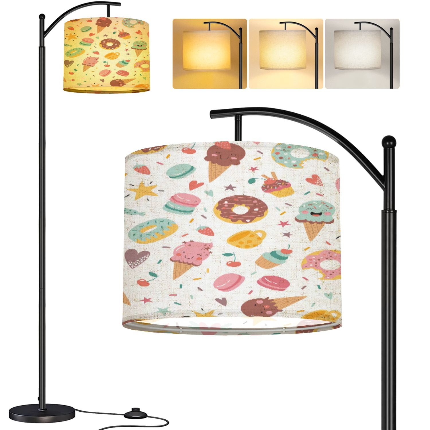 Arc Floor Lamp Cute hand drawn ice cream donuts cupcakes candies sweets ...