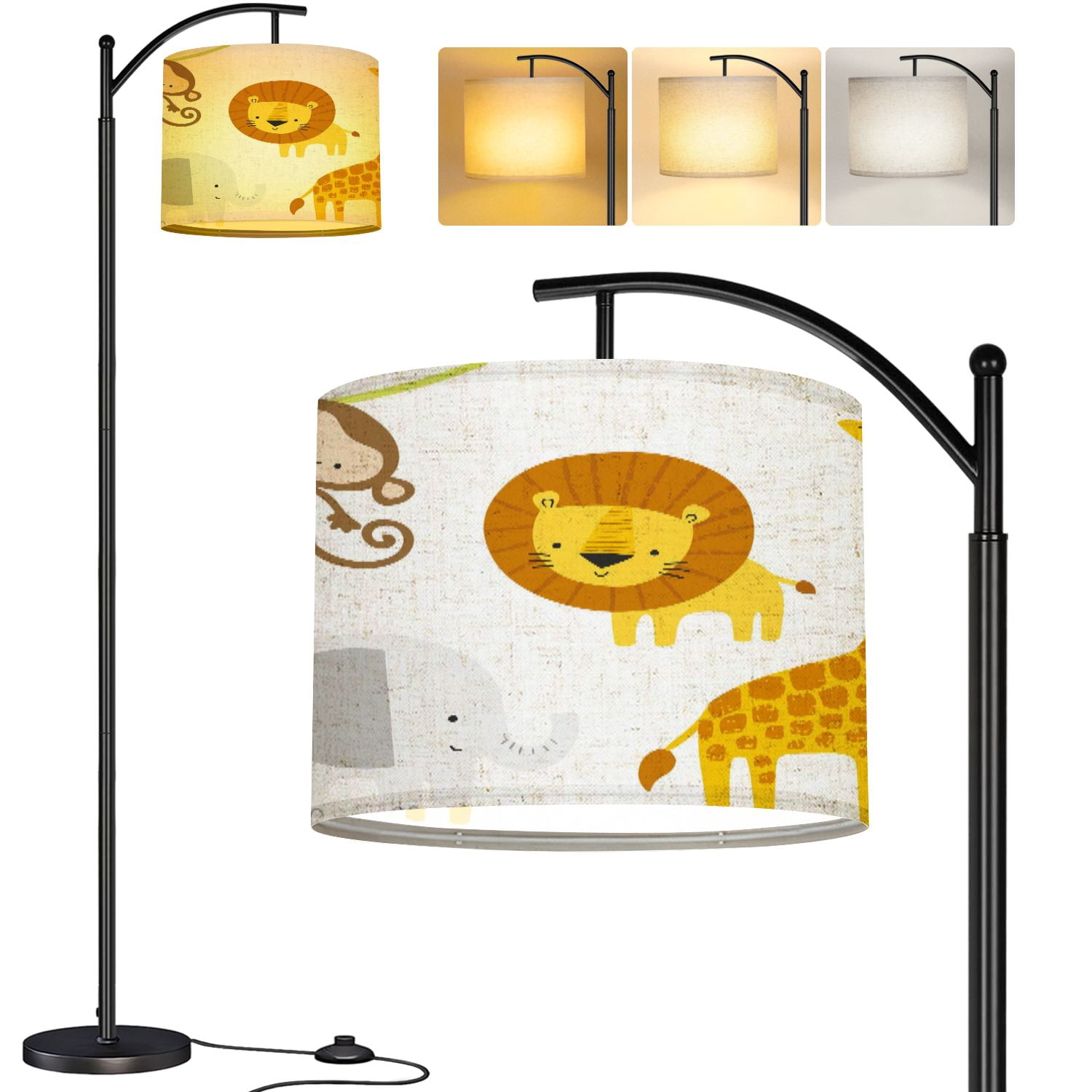 Arc Floor Lamp Cute jungle animals set cartoon baby lion elephant ...