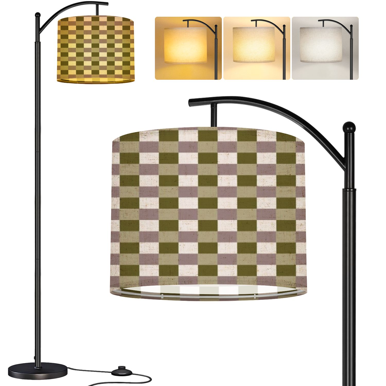 Arc Floor Lamp Cute pastel blue yellow checkerboard gingham plaid ...