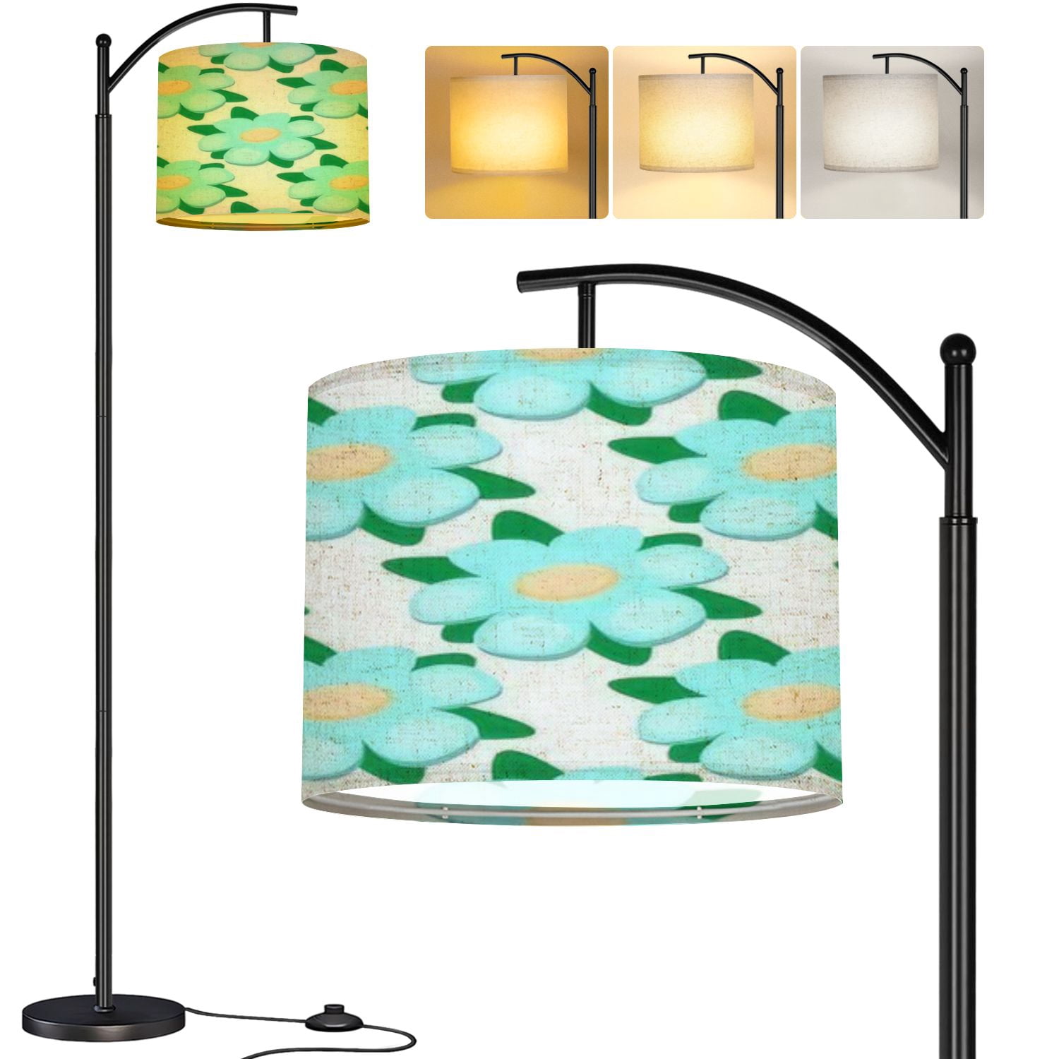 Arc Floor Lamp Cute seamless Blue flowers white Spring summer Tall ...