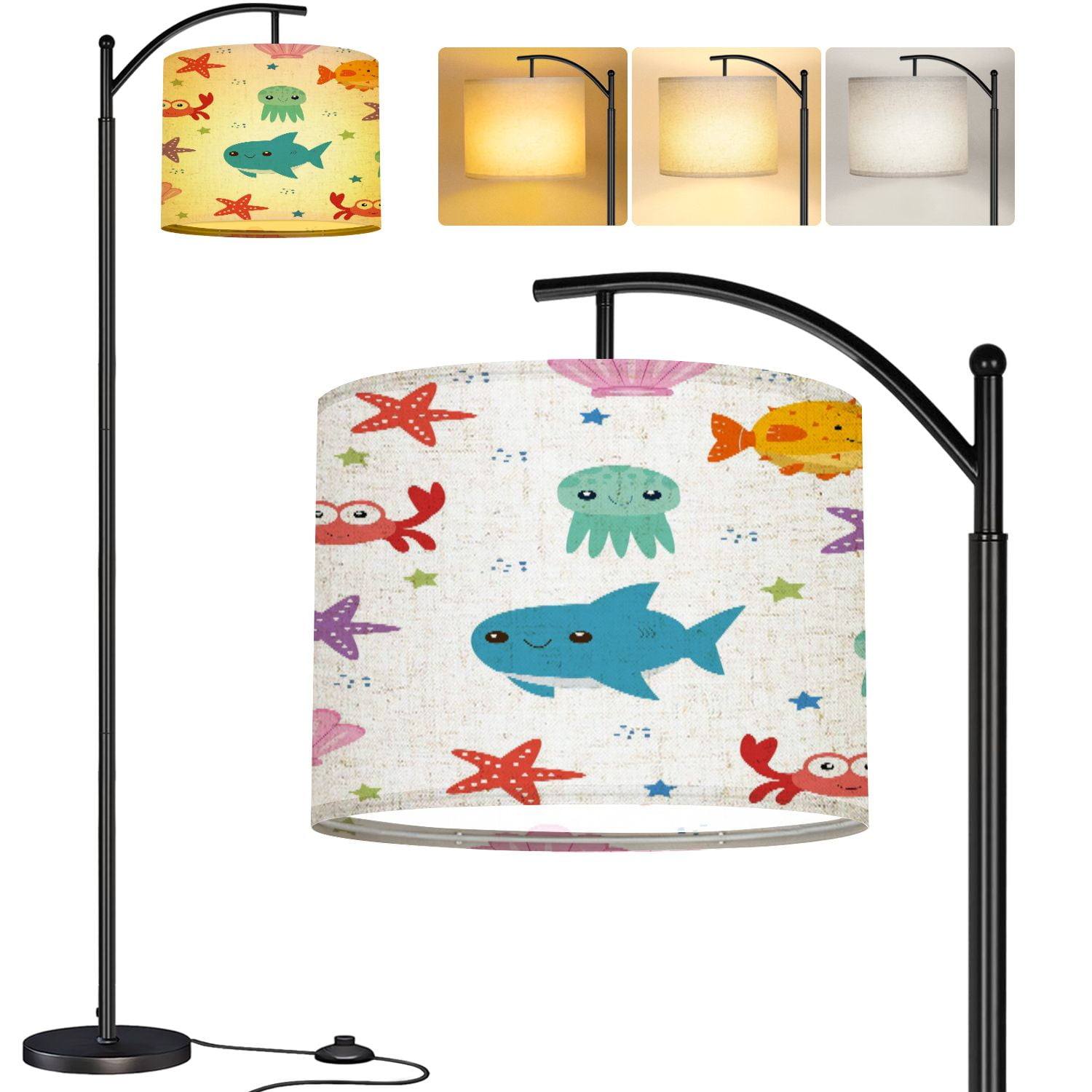 Arc Floor Lamp Cute seamless pattern star fish jelly fish crab shell ...