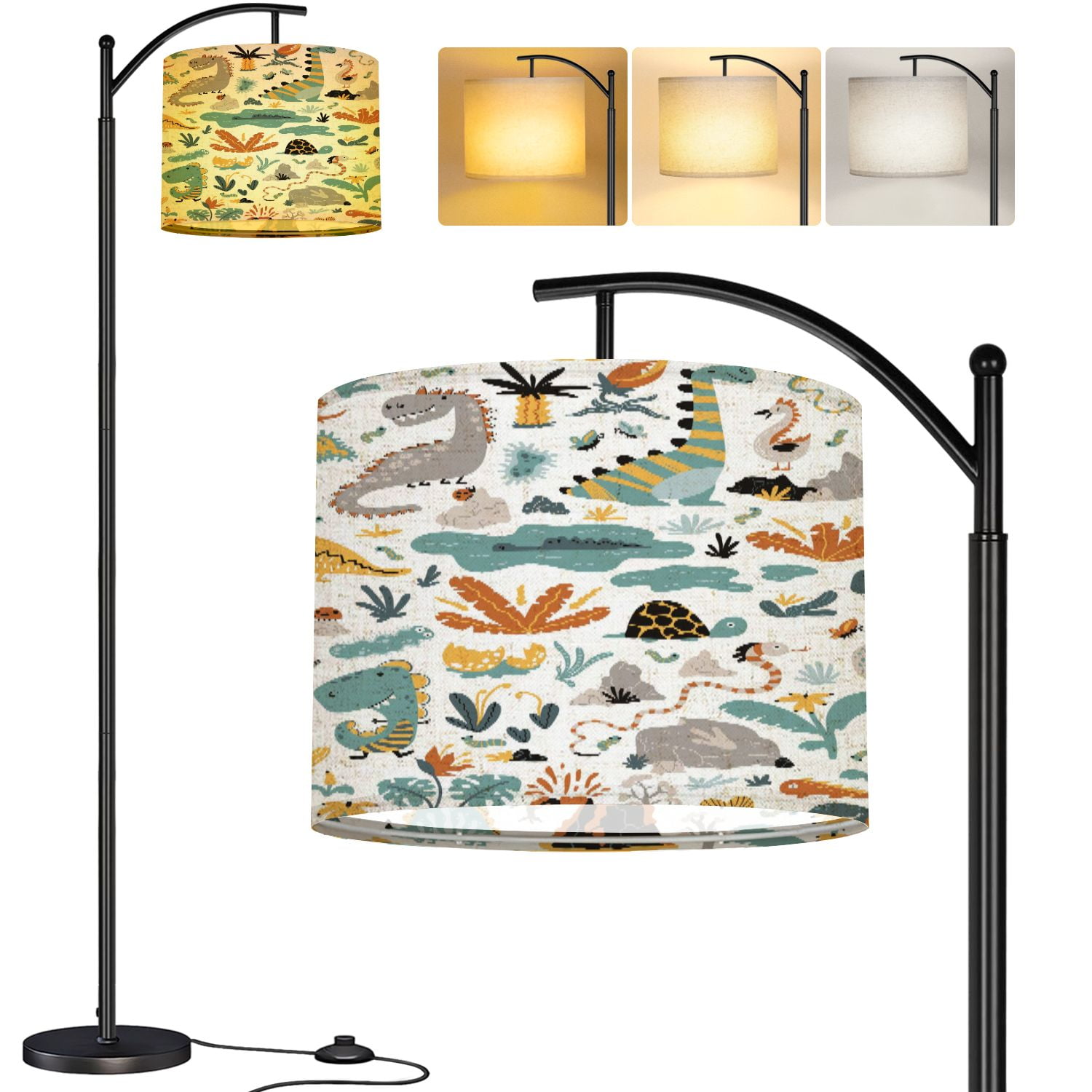 Arc Floor Lamp Cute seamless pattern variety dinosaurs birds snakes ...