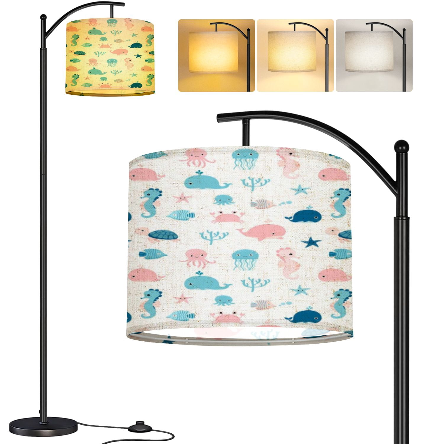 Arc Floor Lamp Cute summer seamless pattern sea animals blue pink ...