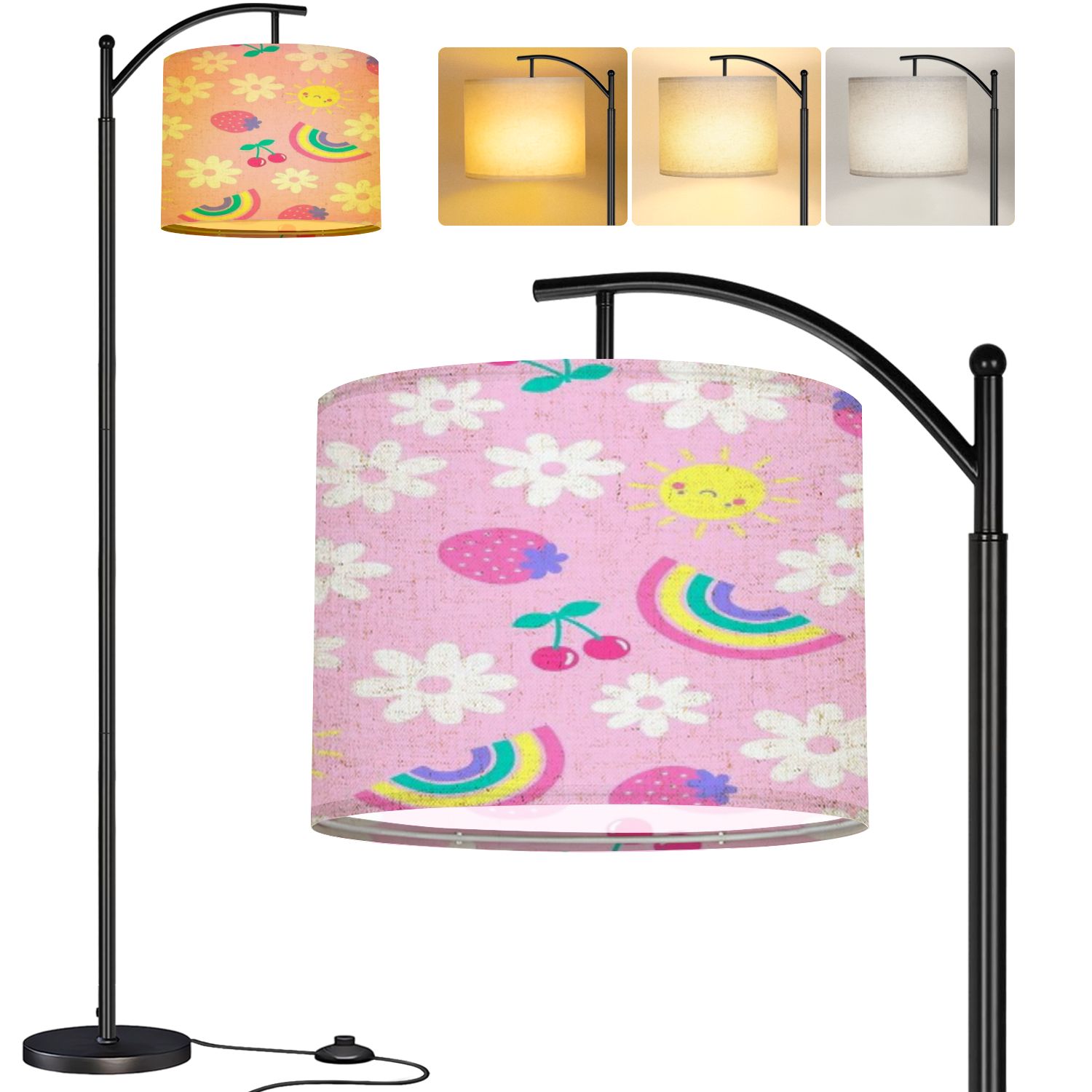 Arc Floor Lamp Cute sun fruit daisy flower rainbow seamless pattern ...