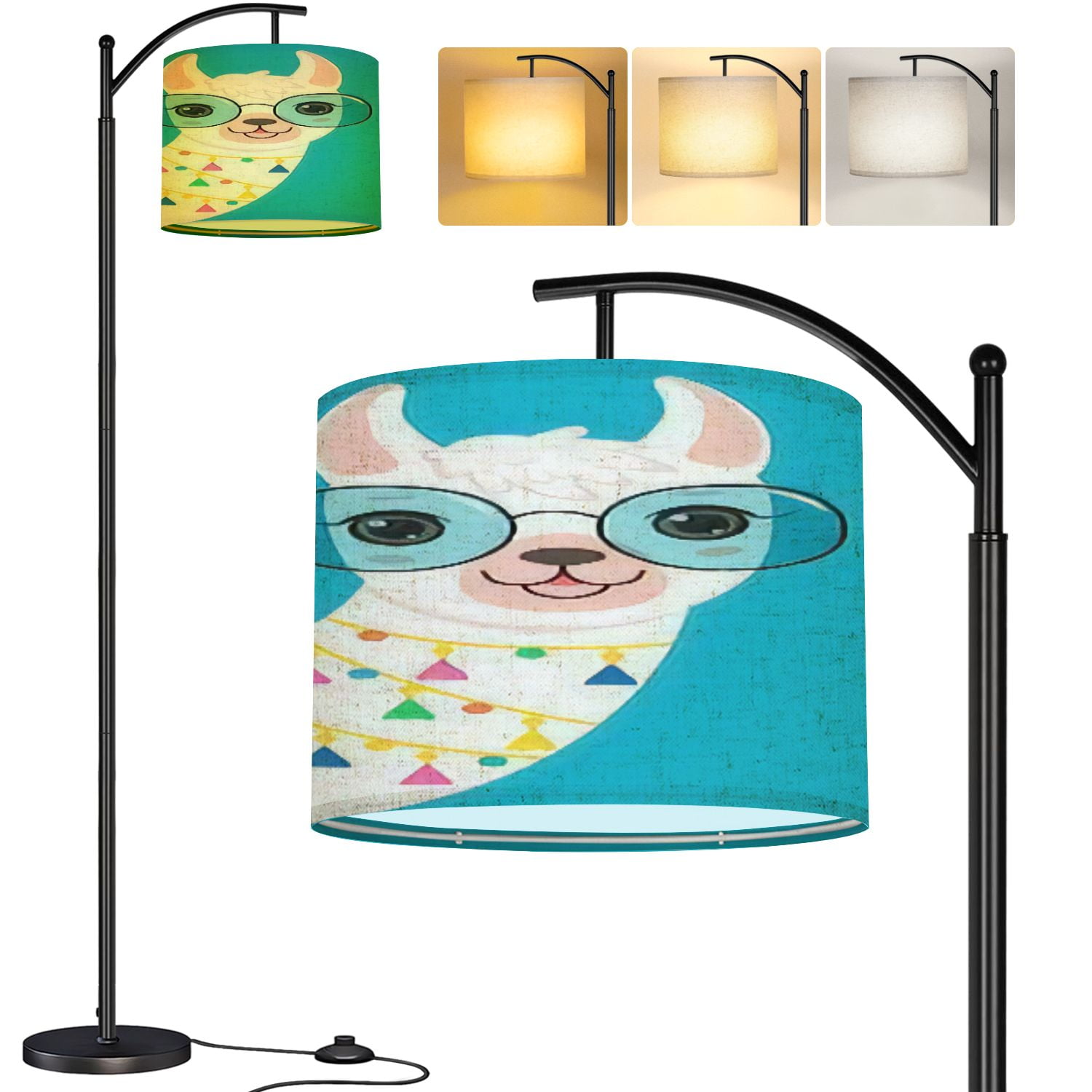 Arc Floor Lamp Cute white head Sunglasses white Cartoon style Tall ...