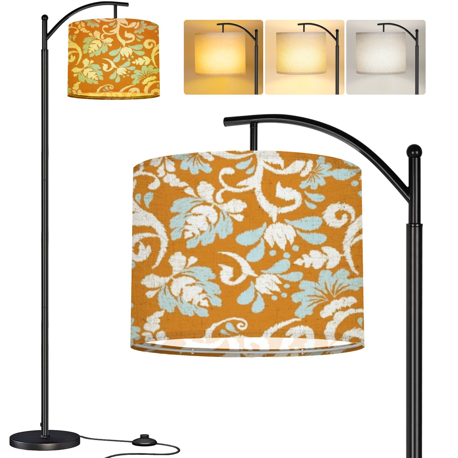 Arc Floor Lamp Damask seamless pattern Ikat floral seamless pattern ...