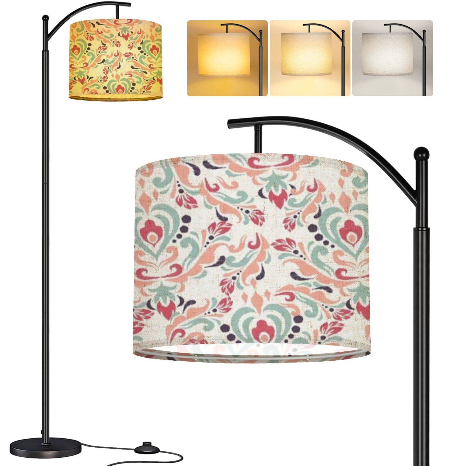 Arc Floor Lamp Damask seamless pattern Ikat floral seamless pattern ...