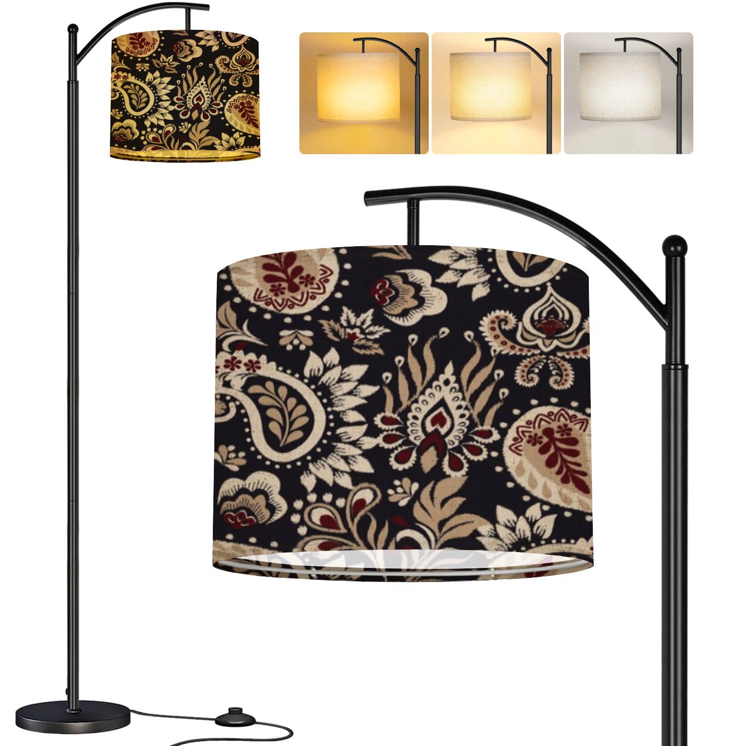 Arc Floor Lamp Damask seamless pattern Ikat floral seamless pattern ...