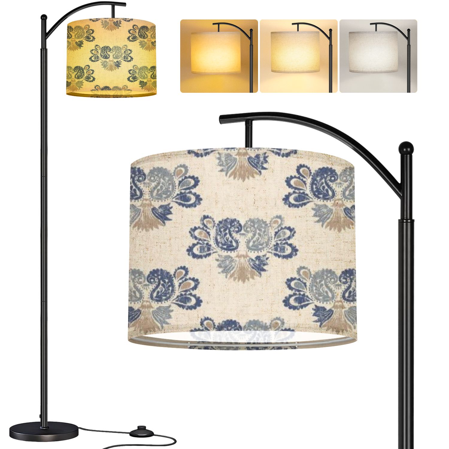 Arc Floor Lamp Damask seamless pattern Ikat floral seamless pattern ...