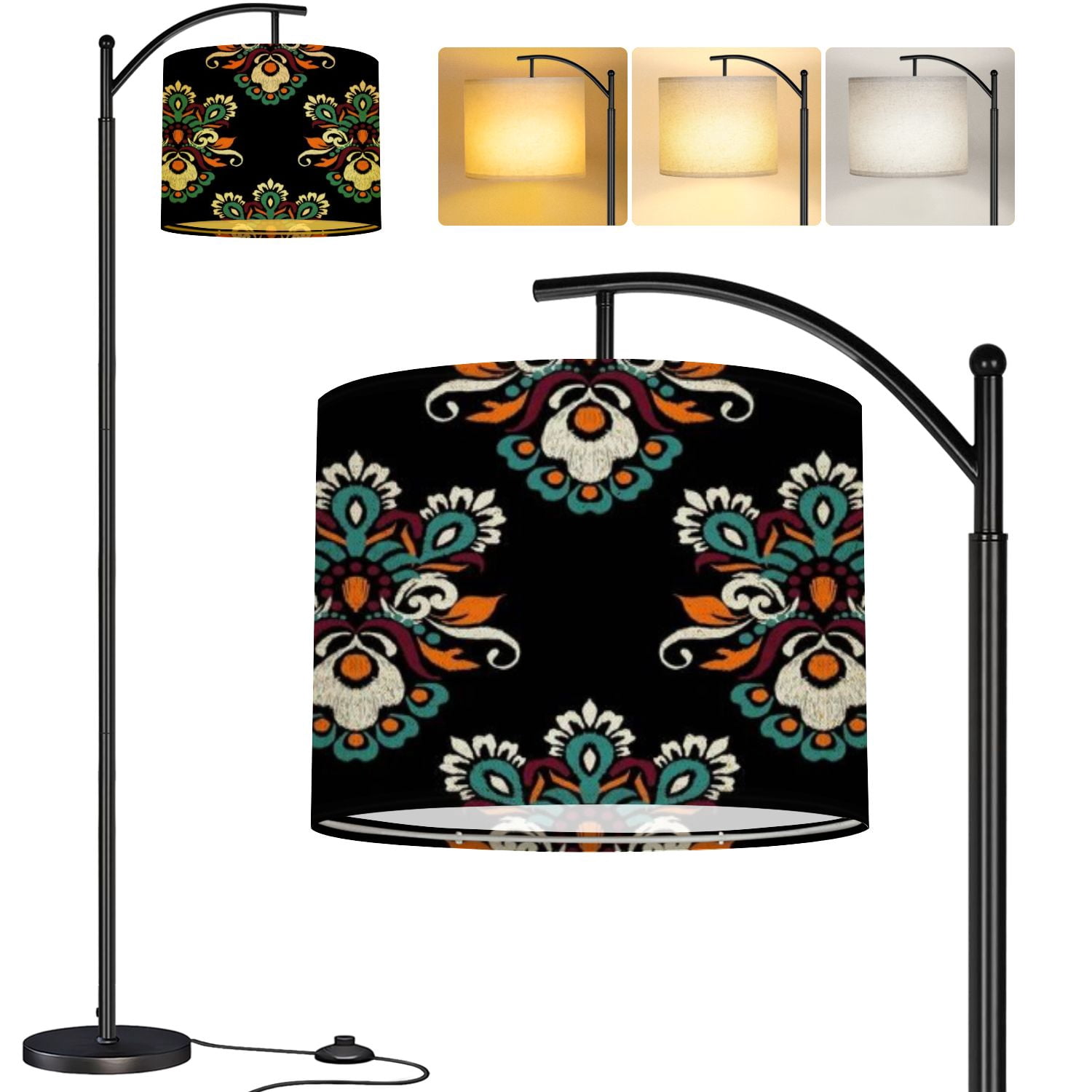 Arc Floor Lamp Damask seamless pattern Ikat floral seamless pattern ...