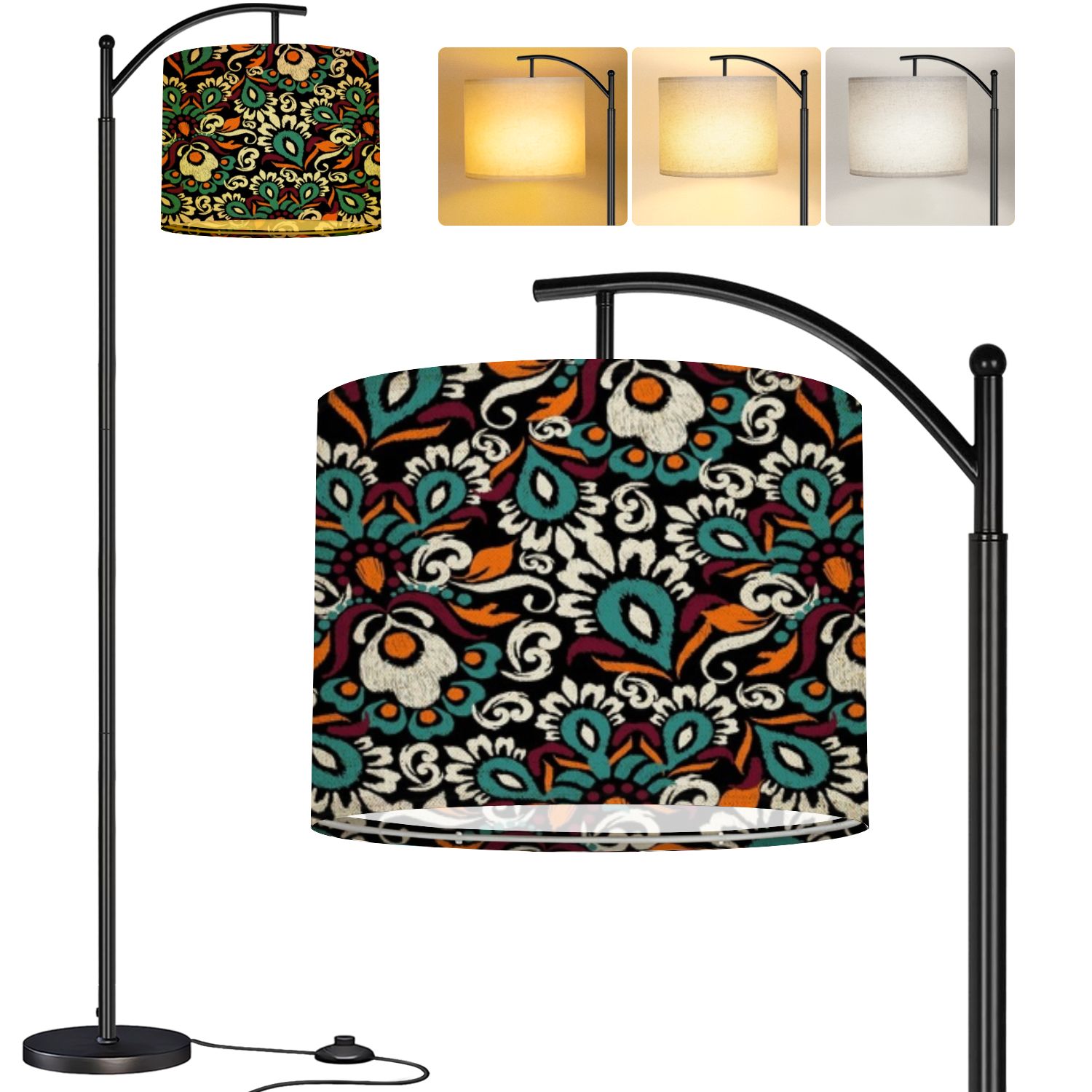 Arc Floor Lamp Damask seamless pattern Ikat floral seamless pattern ...