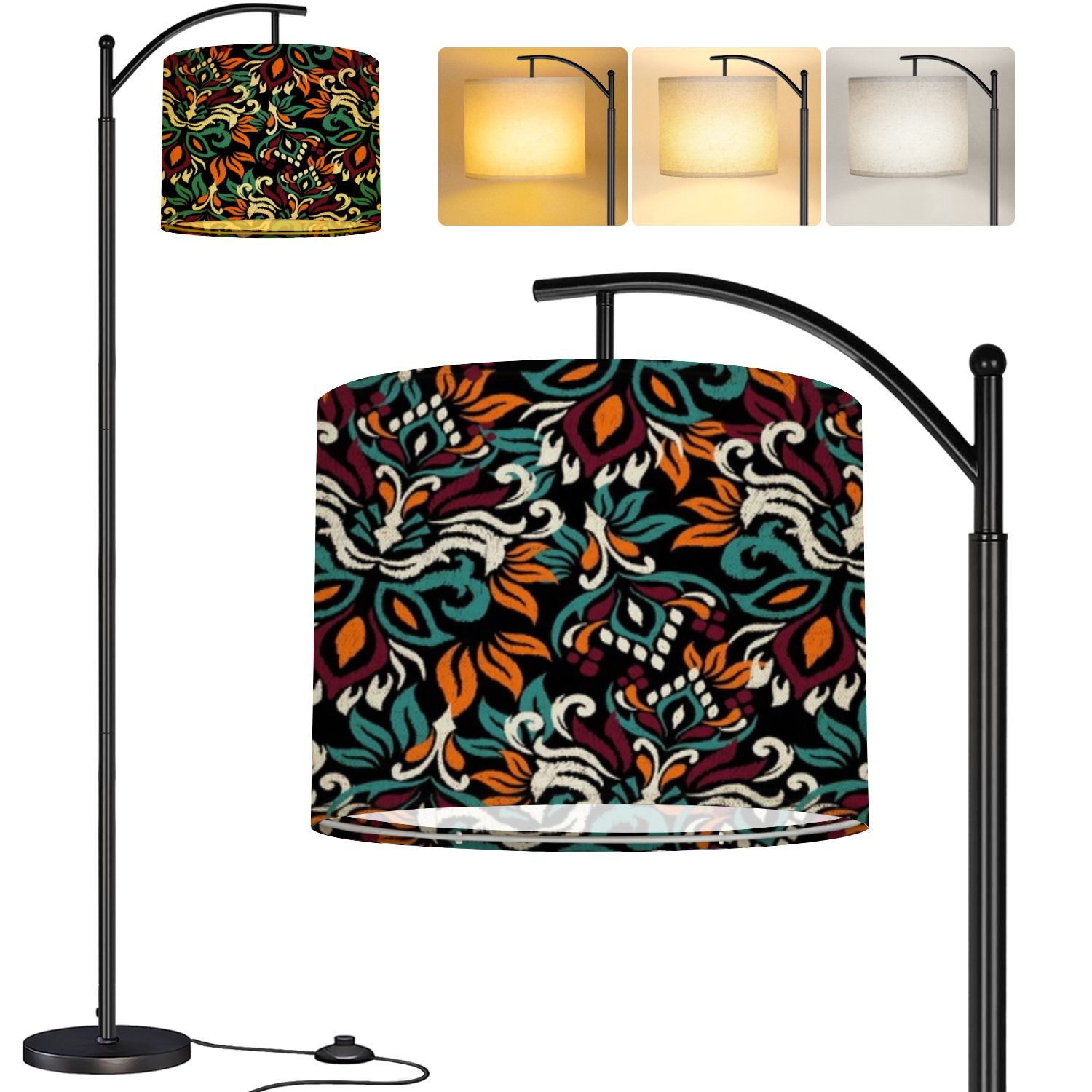 Arc Floor Lamp Damask seamless pattern Ikat floral seamless pattern ...