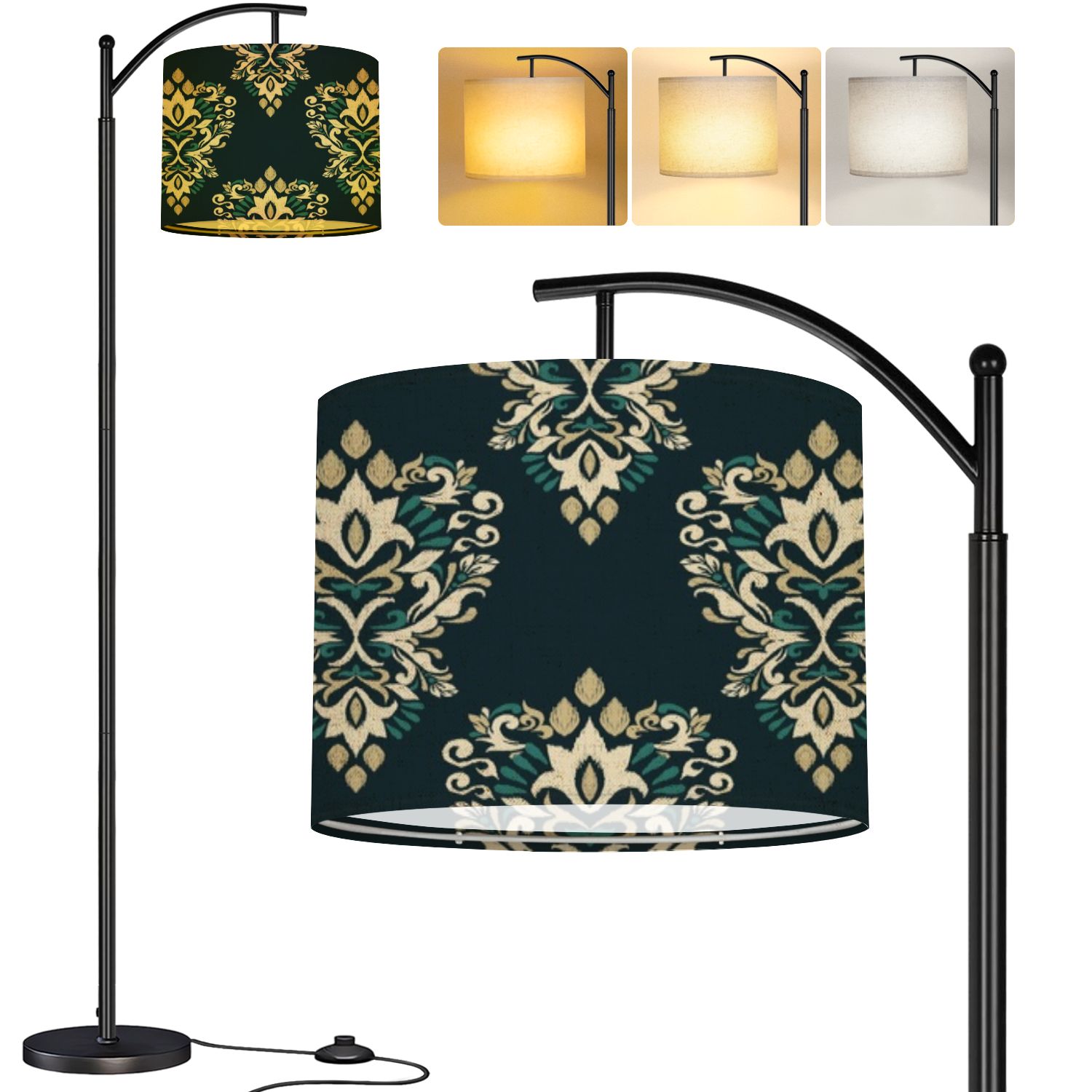 Arc Floor Lamp Damask seamless pattern Ikat floral seamless pattern ...