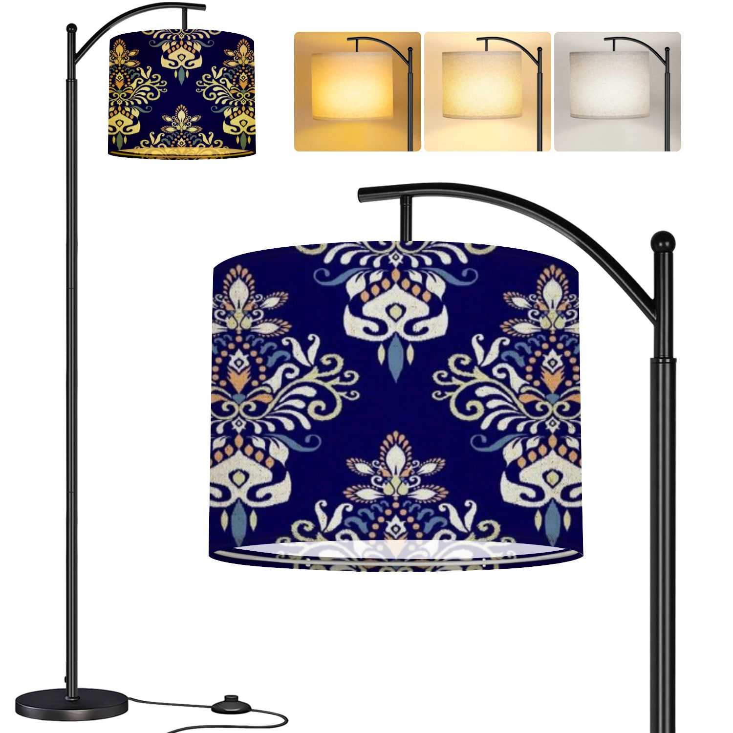 Arc Floor Lamp Damask seamless pattern Ikat floral seamless pattern ...