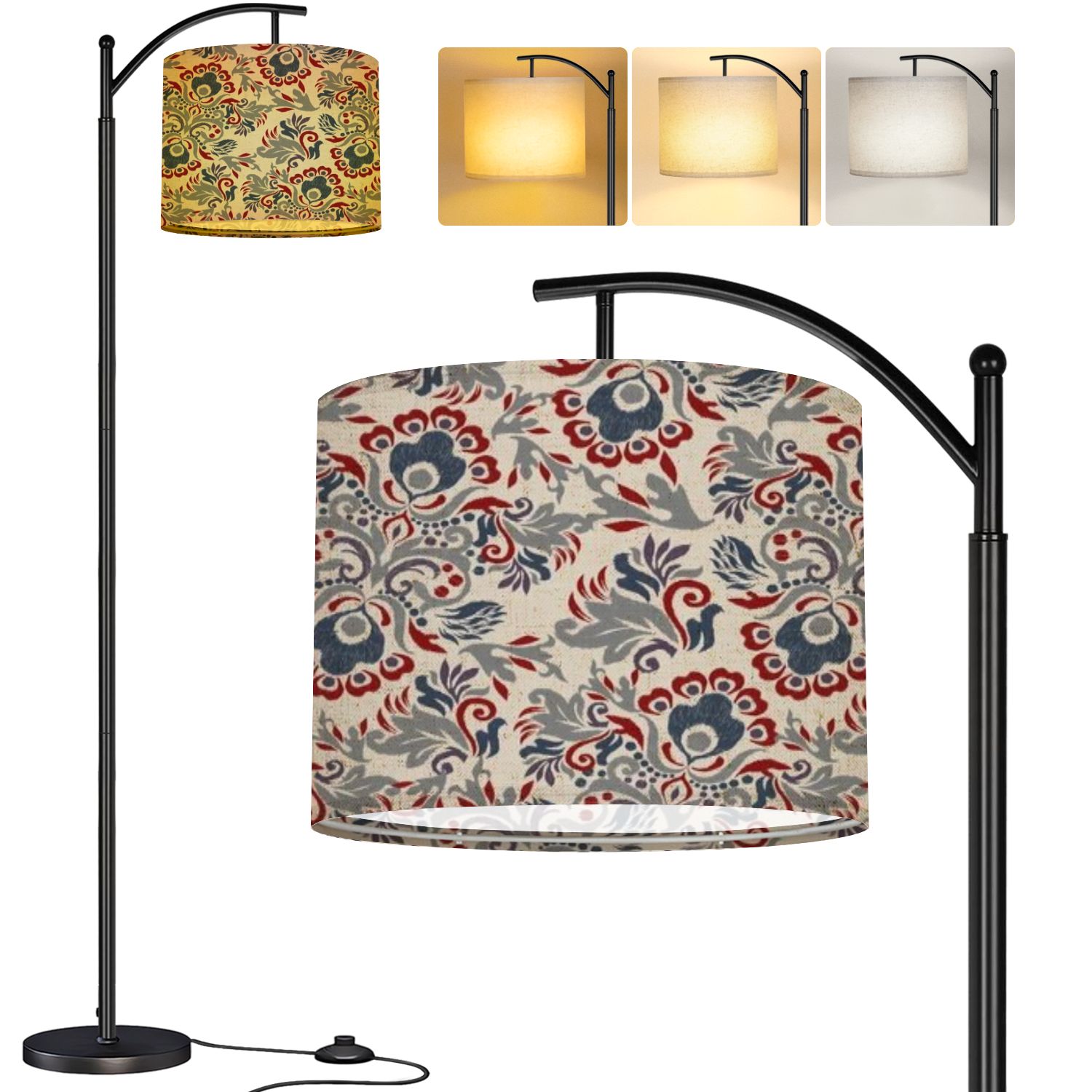 Arc Floor Lamp Damask seamless pattern Ikat floral seamless pattern ...
