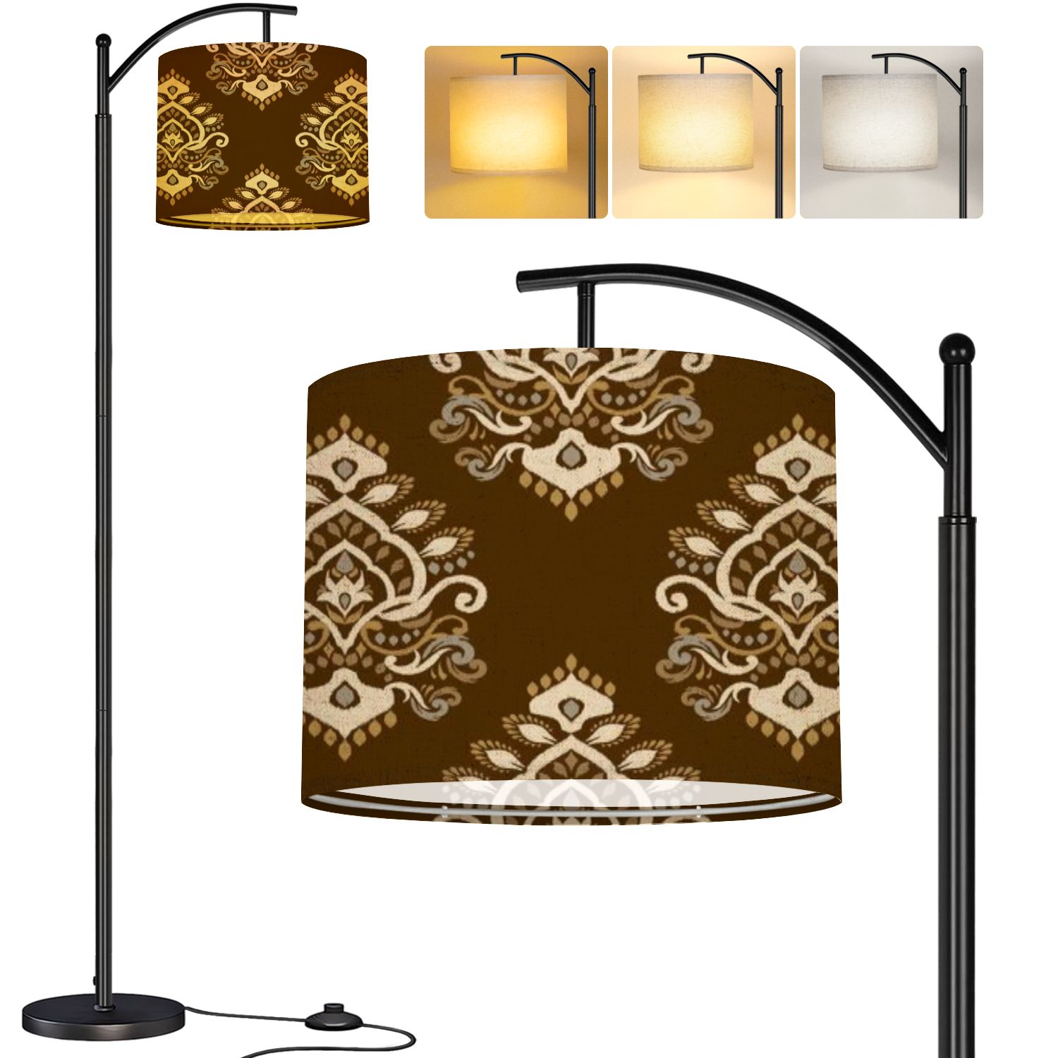 Arc Floor Lamp Damask seamless pattern Ikat floral seamless pattern ...