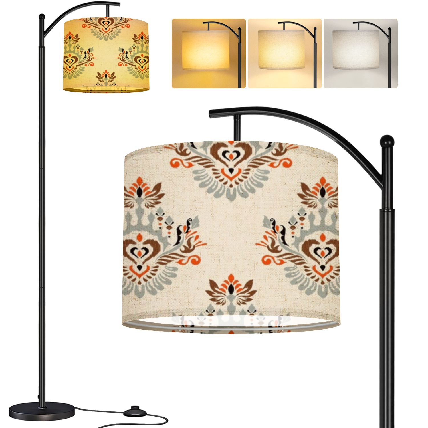 Arc Floor Lamp Damask seamless pattern Ikat floral seamless pattern ...