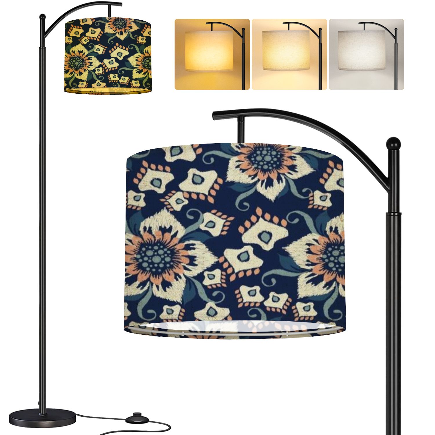 Arc Floor Lamp Damask seamless pattern Ikat floral seamless pattern ...