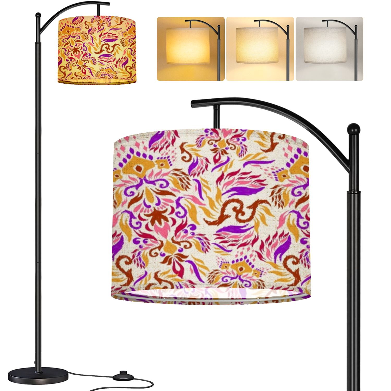 Arc Floor Lamp Damask seamless pattern Ikat floral seamless pattern ...
