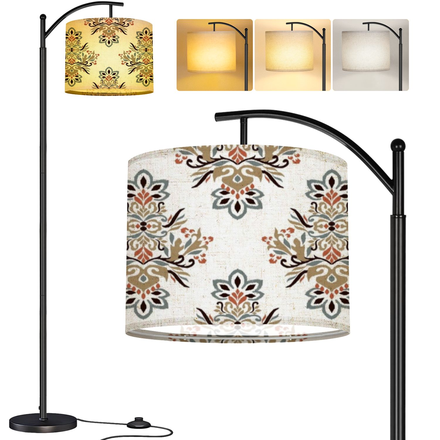 Arc Floor Lamp Damask seamless pattern Ikat floral seamless pattern ...
