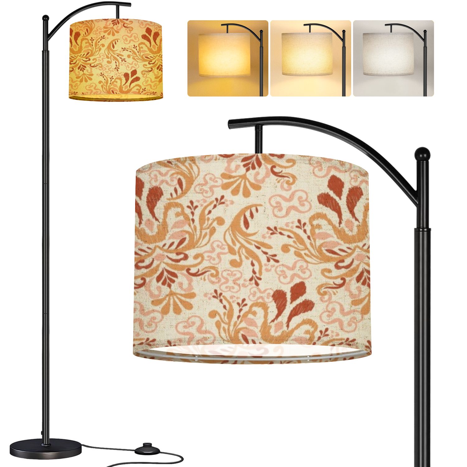 Arc Floor Lamp Damask seamless pattern Ikat floral seamless pattern ...