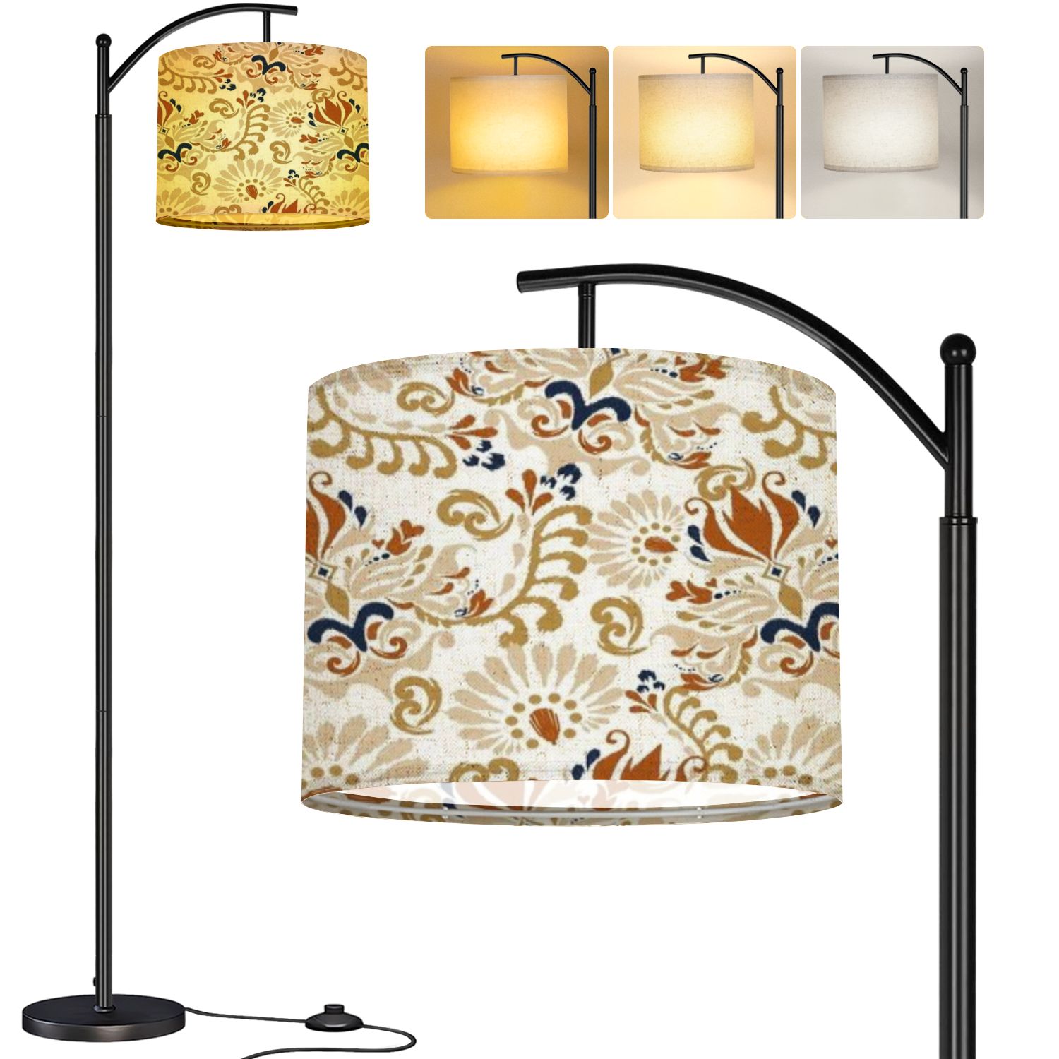 Arc Floor Lamp Damask seamless pattern Ikat floral seamless pattern ...