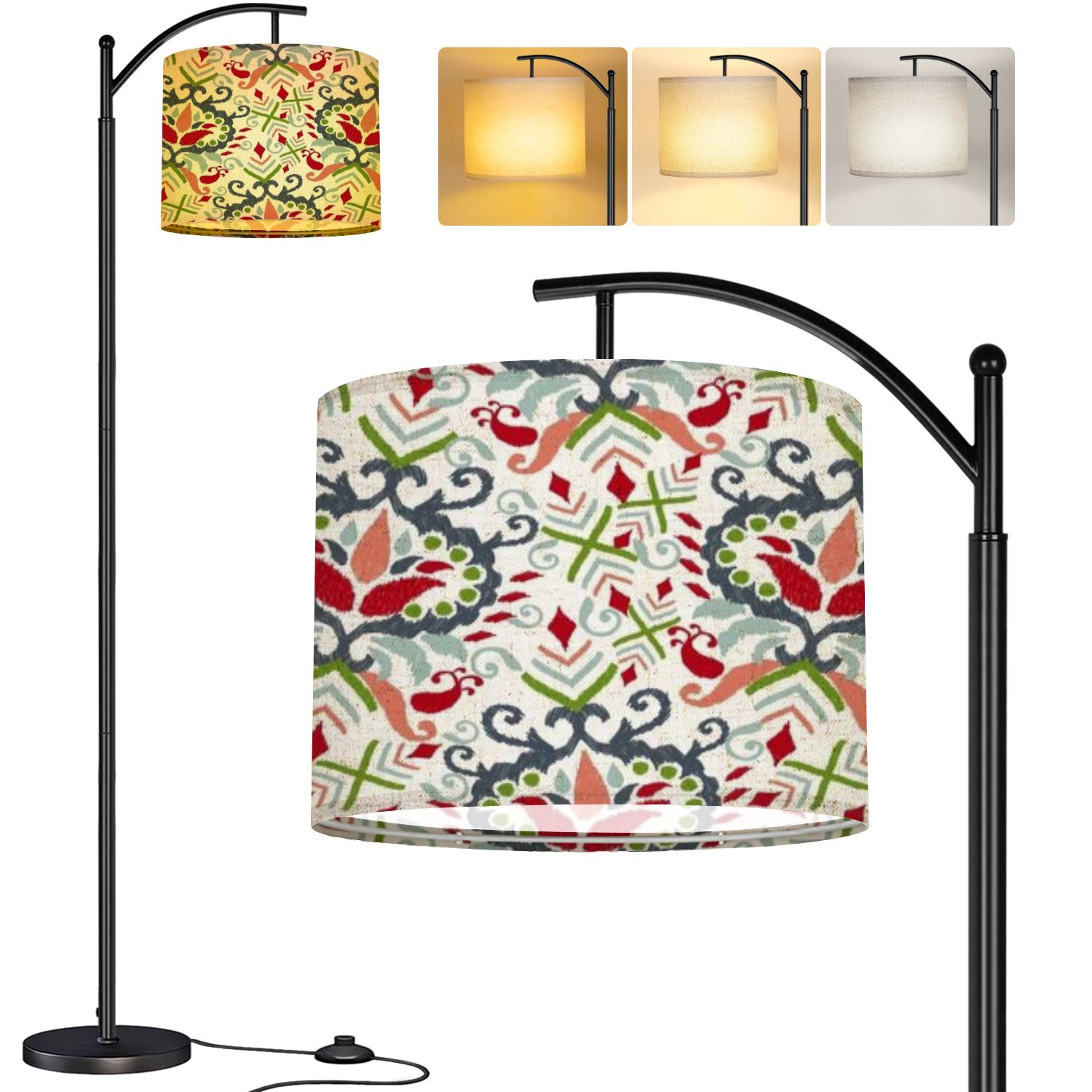 Arc Floor Lamp Damask seamless pattern Ikat floral seamless pattern ...