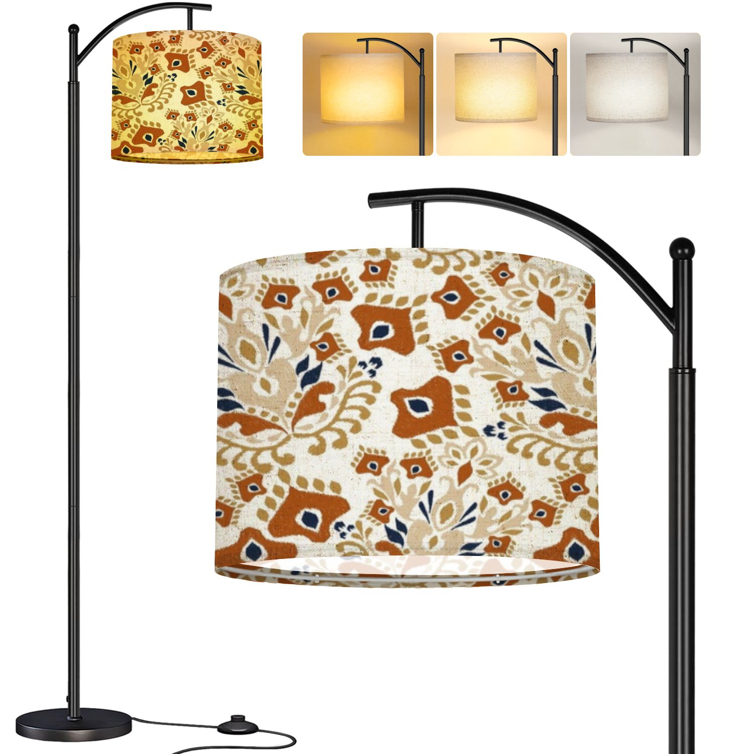 Arc Floor Lamp Damask seamless pattern Ikat floral seamless pattern ...