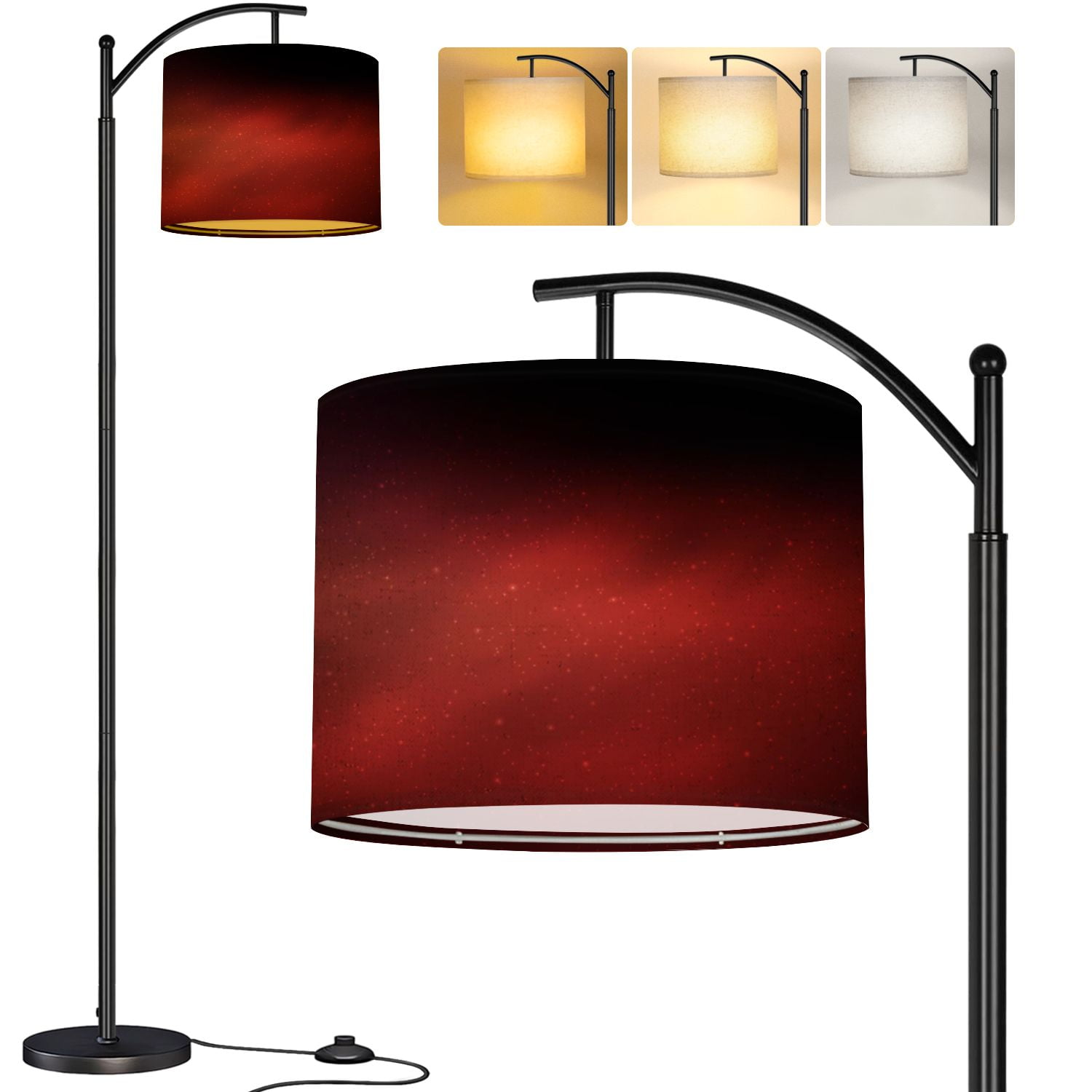 Arc Floor Lamp Dark Red astronomical stars Shining colored Tall Modern ...