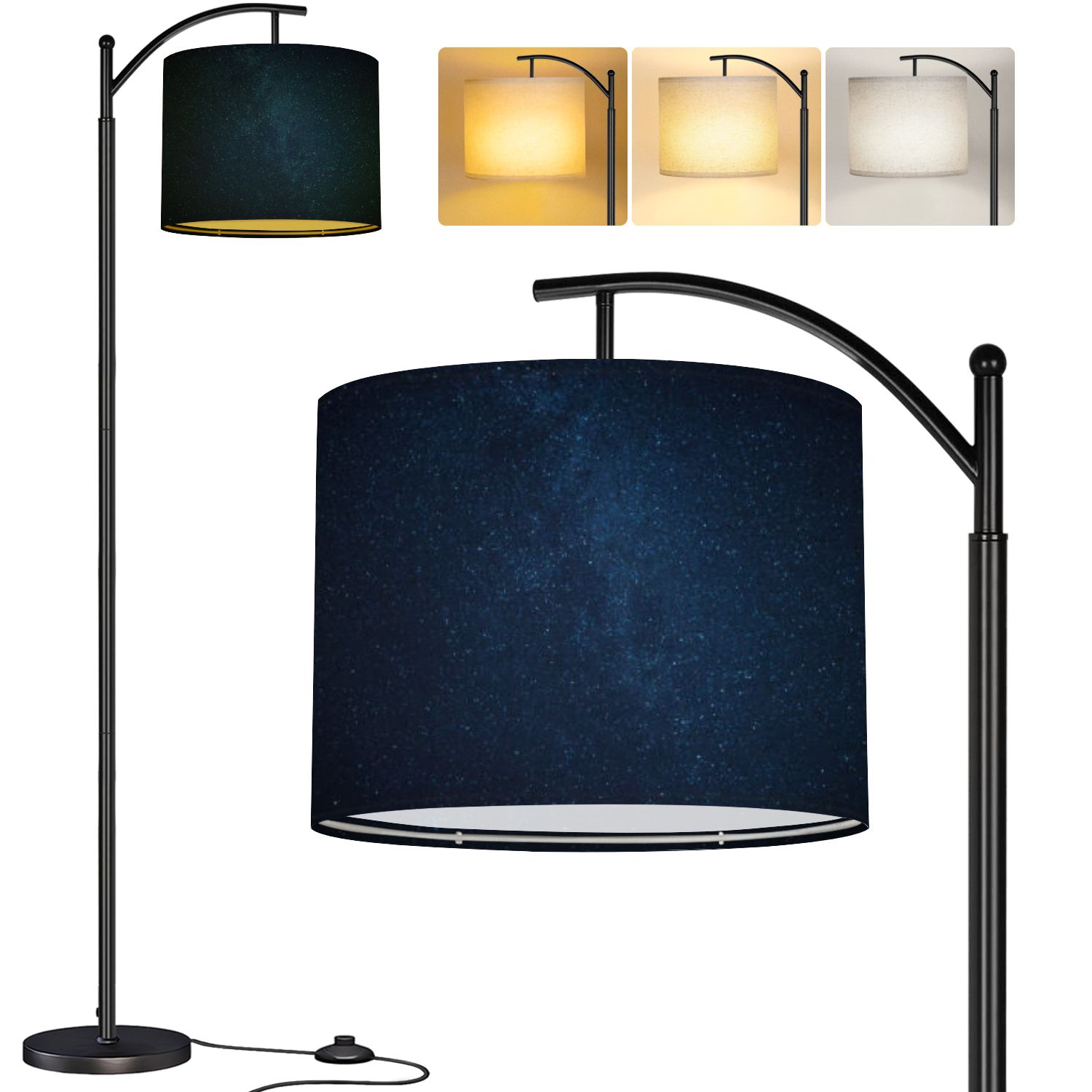 Arc Floor Lamp Dark blue sky stars Tall Modern Standing Lamp LED ...
