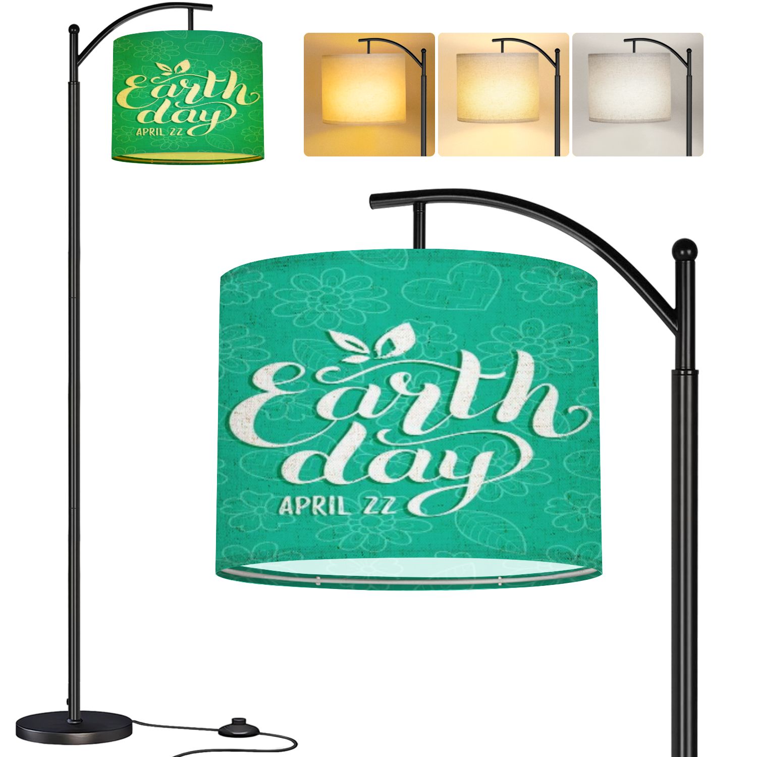 Arc Floor Lamp Day hand lettering floral seamless pattern for greeting ...