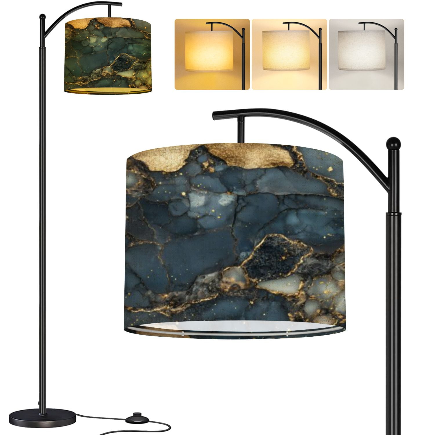 Arc Floor Lamp Decorative Art Oceanic Gleam Flowing Patterns Gold ...