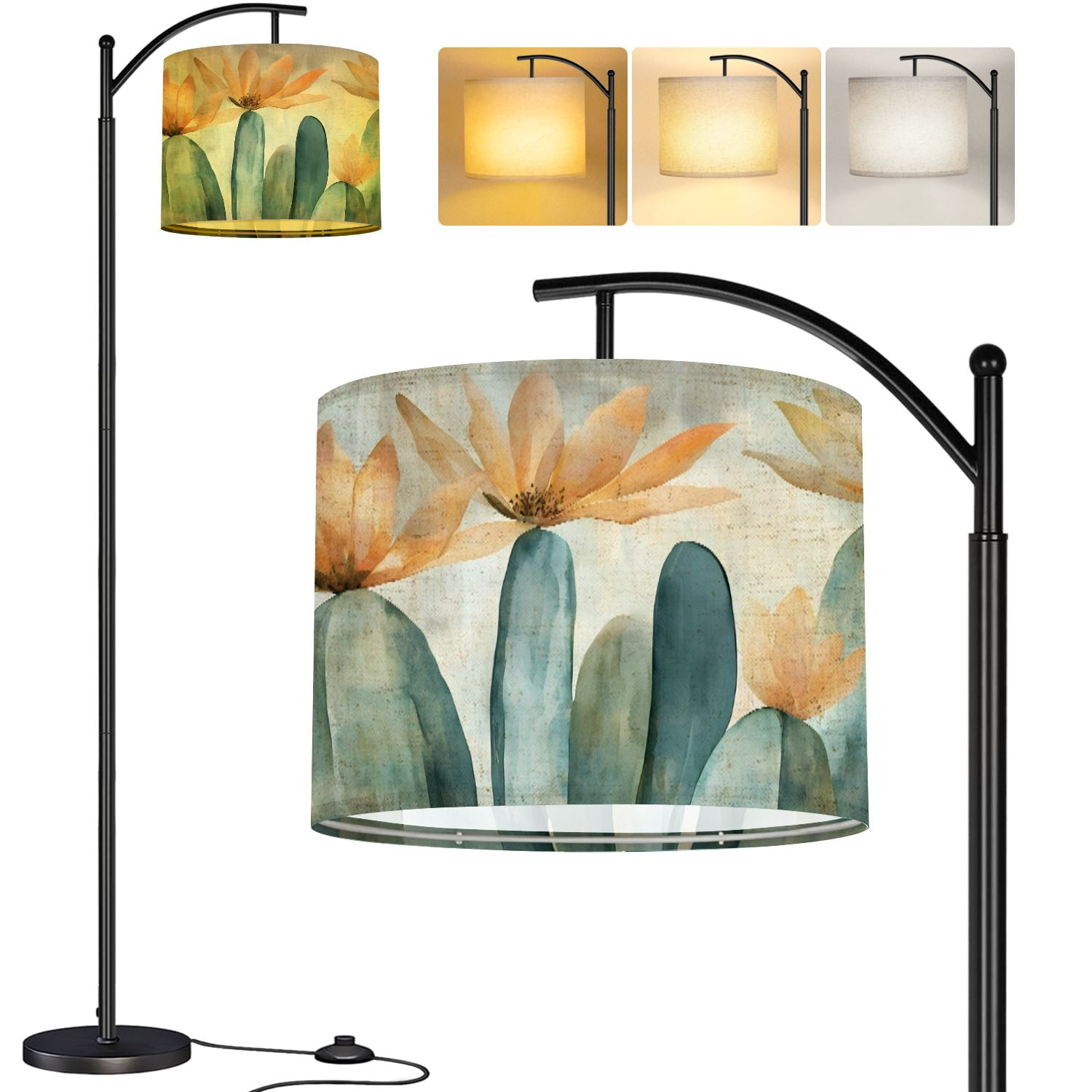 Arc Floor Lamp Desert Cactus Green Cacti Succulents Floral Boho Plants ...
