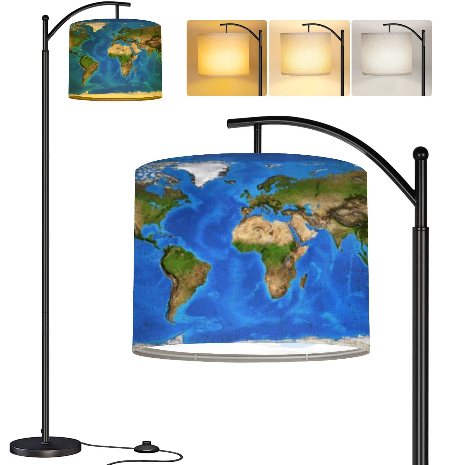 Arc Floor Lamp Detailed flat view Planet Earth its landforms Flattened ...