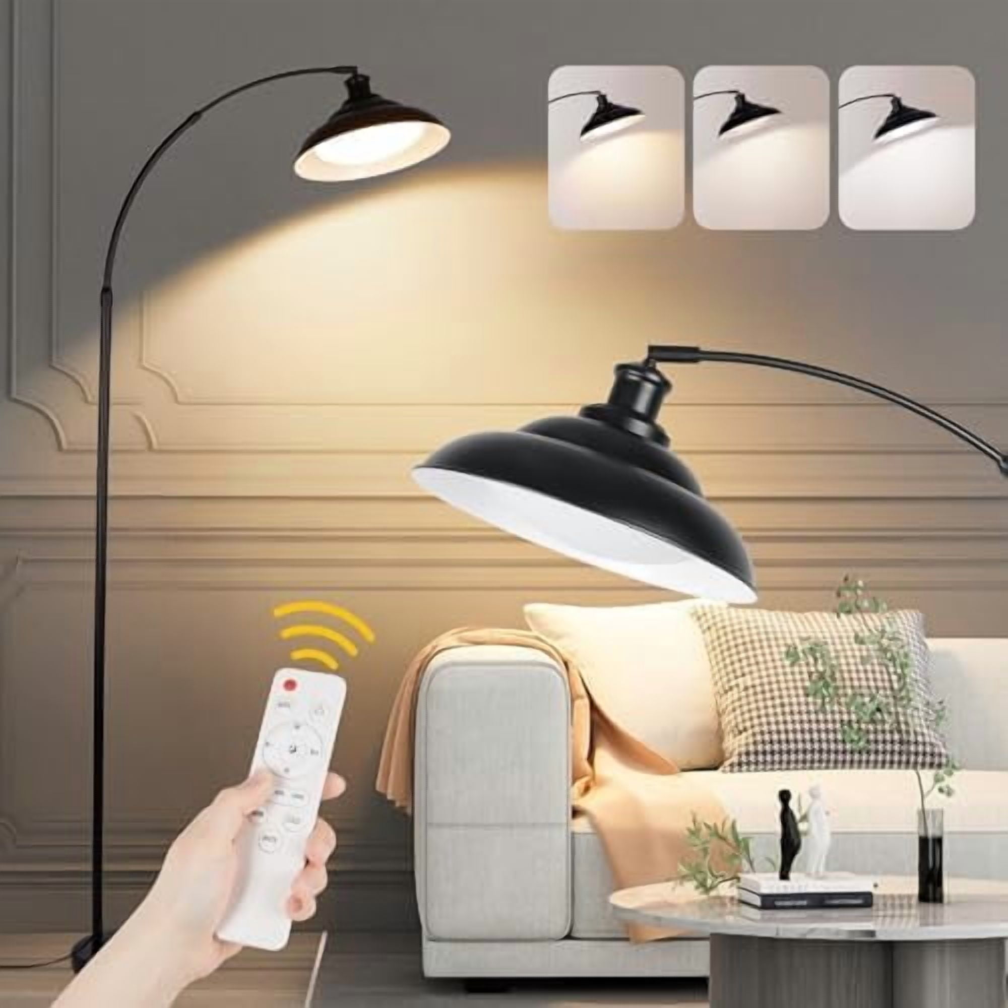 Arc Floor Lamp, Dimmable Dome Floor Lamp with Remote & Foot Switch ...