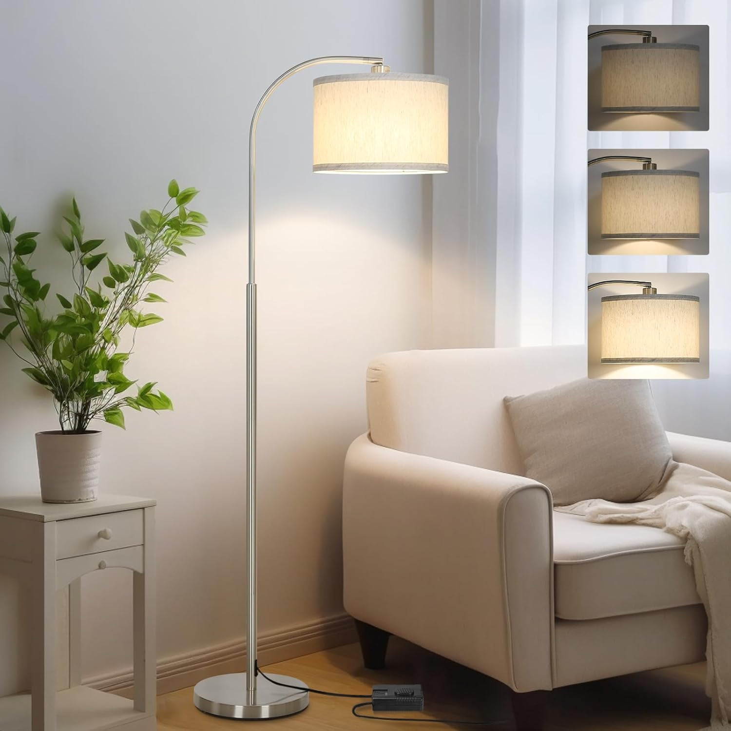 Arc Floor Lamp, Dimmable Floor Lamp for Living Room, Modern Standing ...